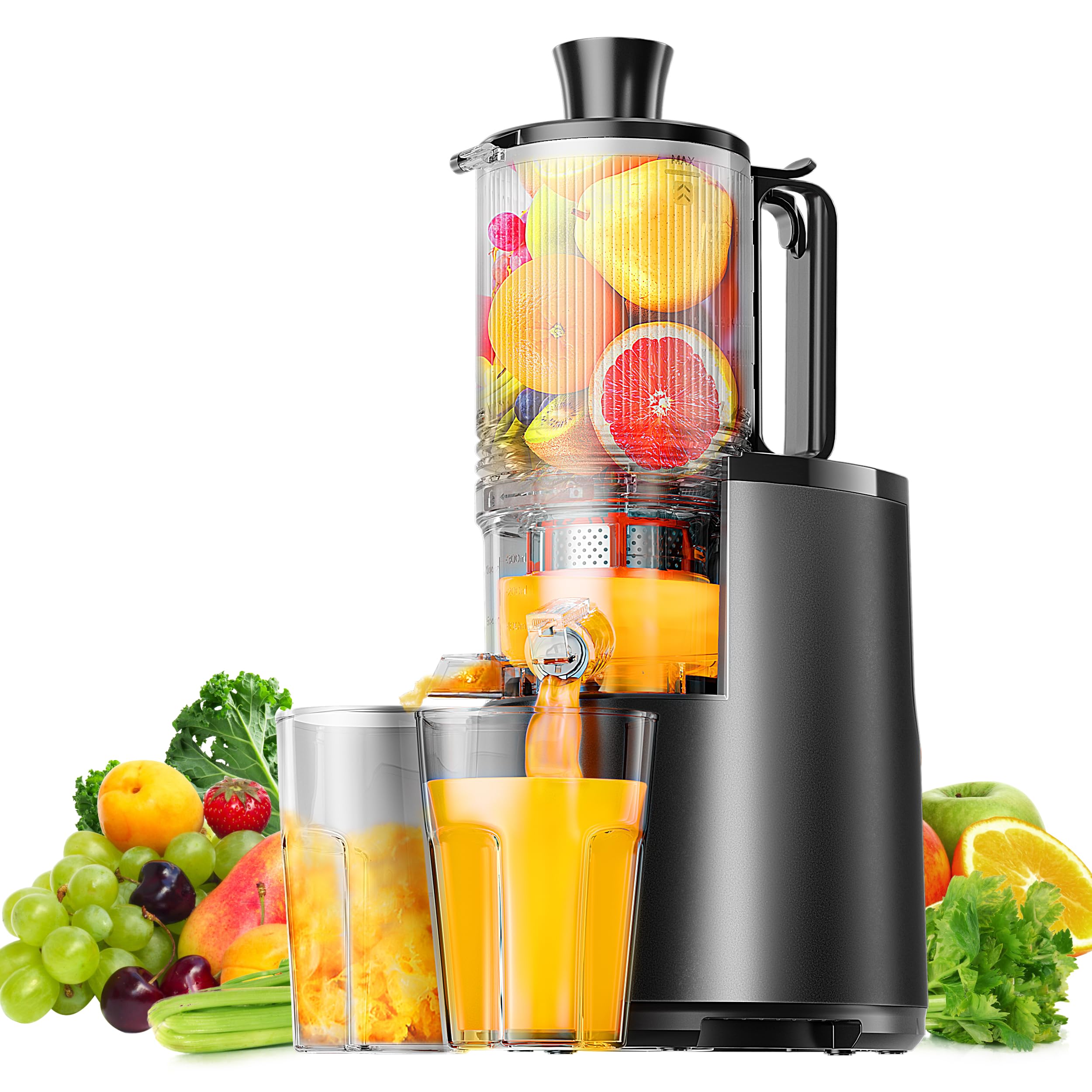 Amazon.com: Cold Press Juicer, EUHOMY 5.5" Extra Large Feed Chute Slow ...