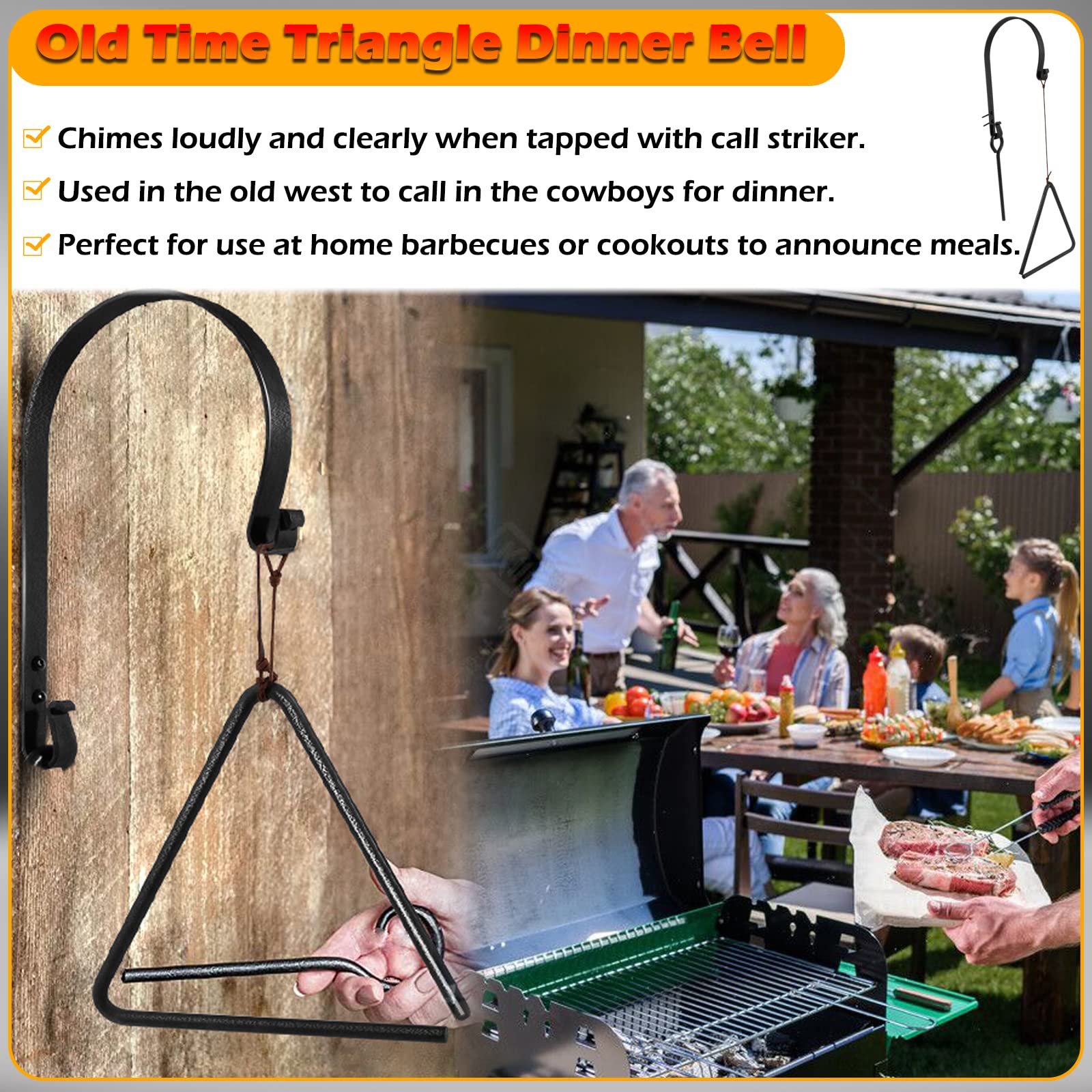 Snapklik.com : Triangle Dinner Bell Including Metal Hanger And Call Striker
