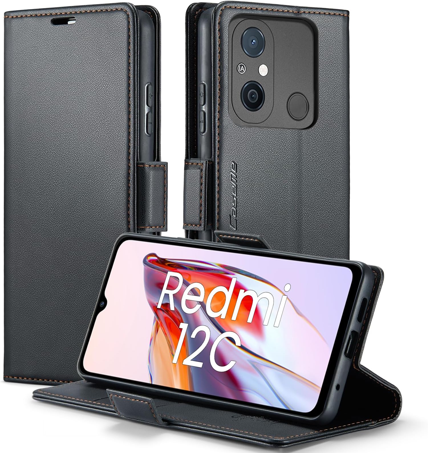 New&Teck Coque pour Xiaomi Redmi 12C, Housse Etui Portefeuille Cuir ...
