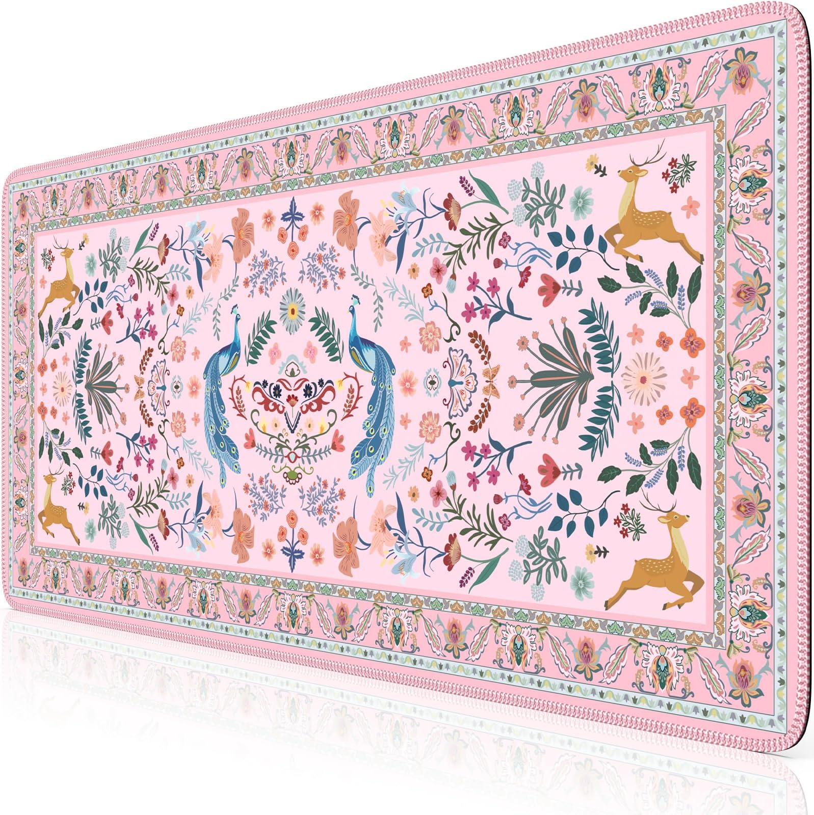 Amazon.com: iLeadon Pink Floral Desk Mat,Extended Mouse Pad Mat,Cute ...