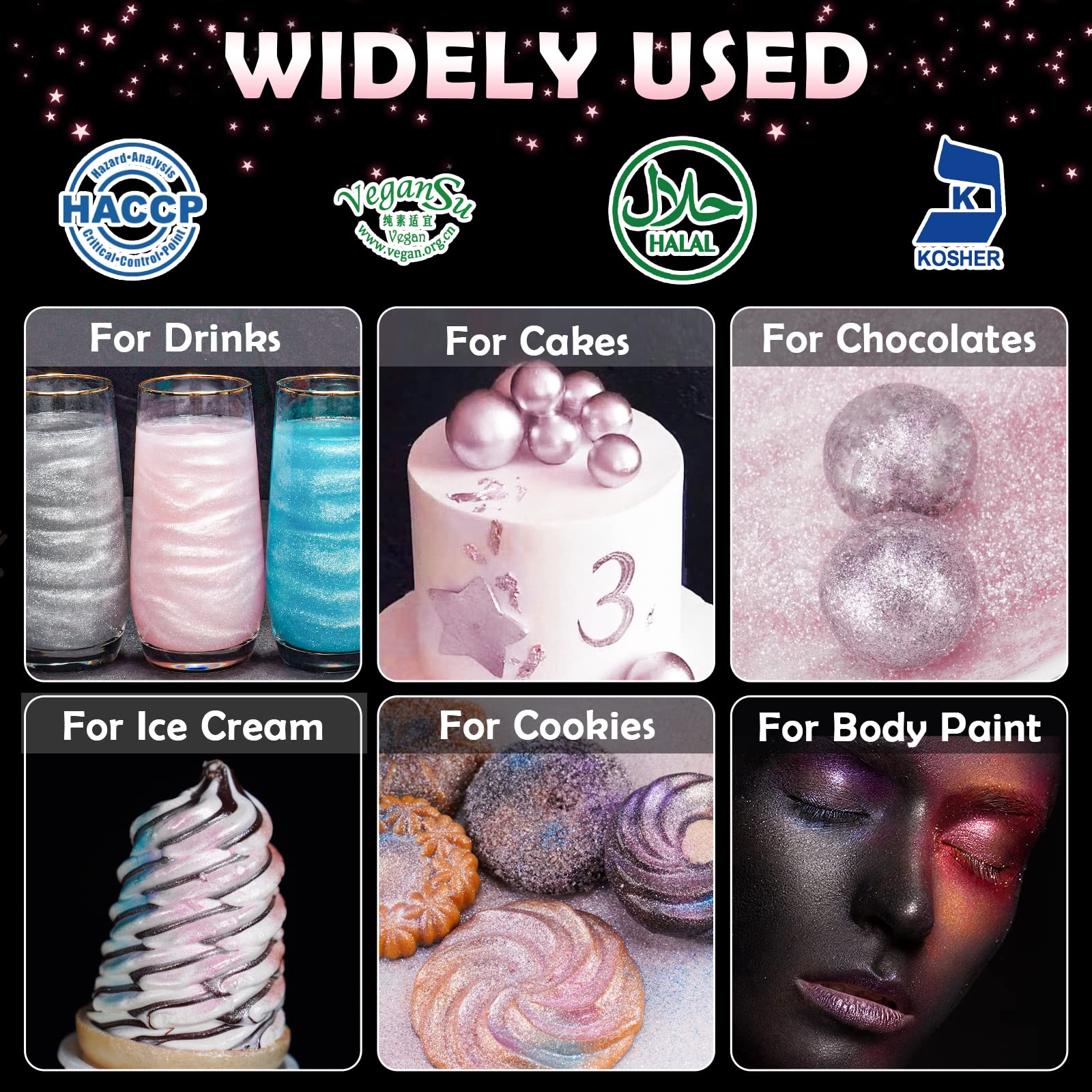 Snapklik.com : NiHome Edible Food-Grade Glimmer Powder Glitter Luster ...