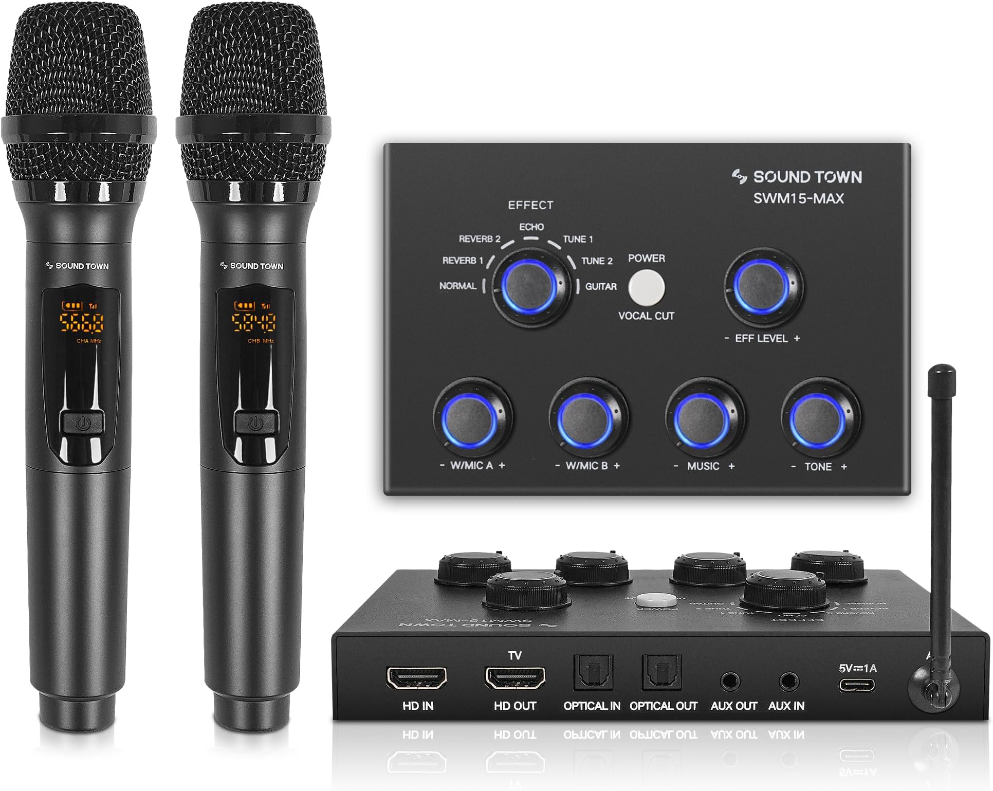 Amazon.com: Sound Town 16 Channels Wireless Microphone Karaoke Mixer ...