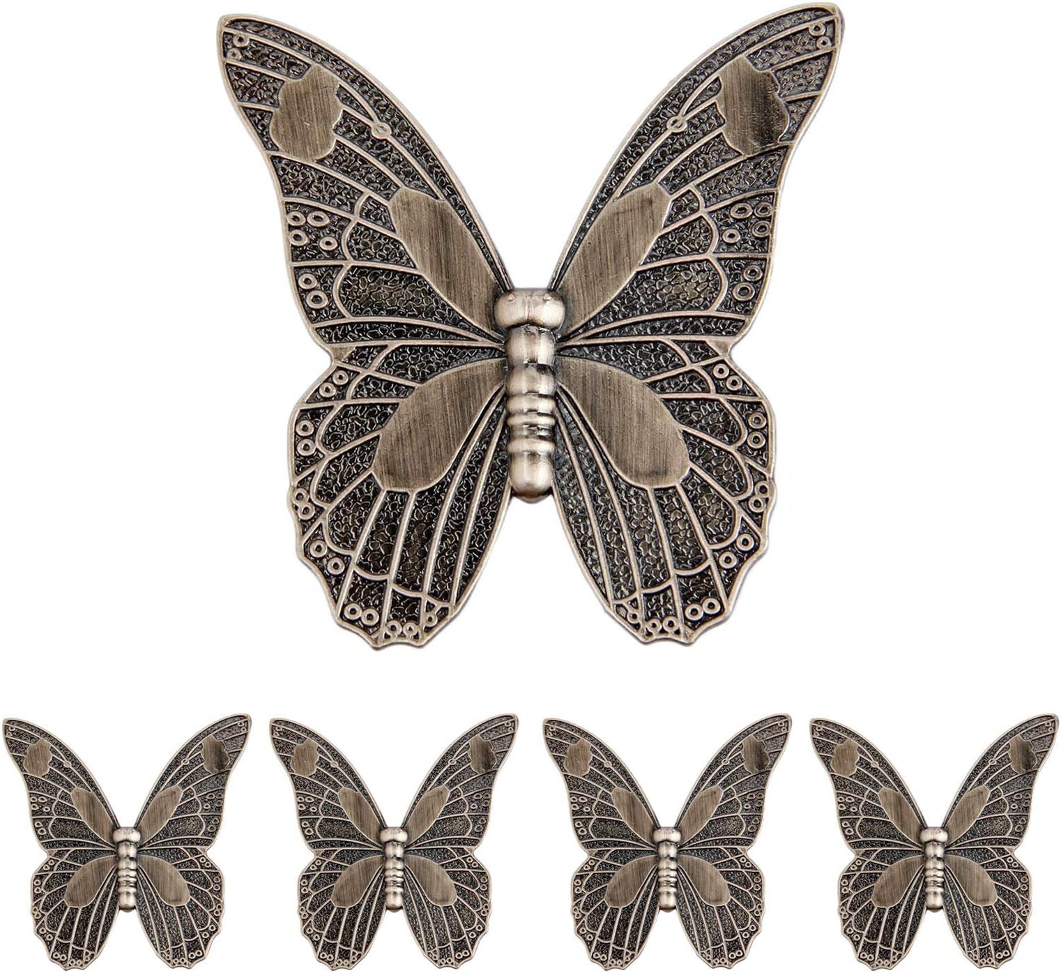 Mgoodoo 5PCS Butterfly Knobs, Antique Brass Cabinet Pulls Decorative ...