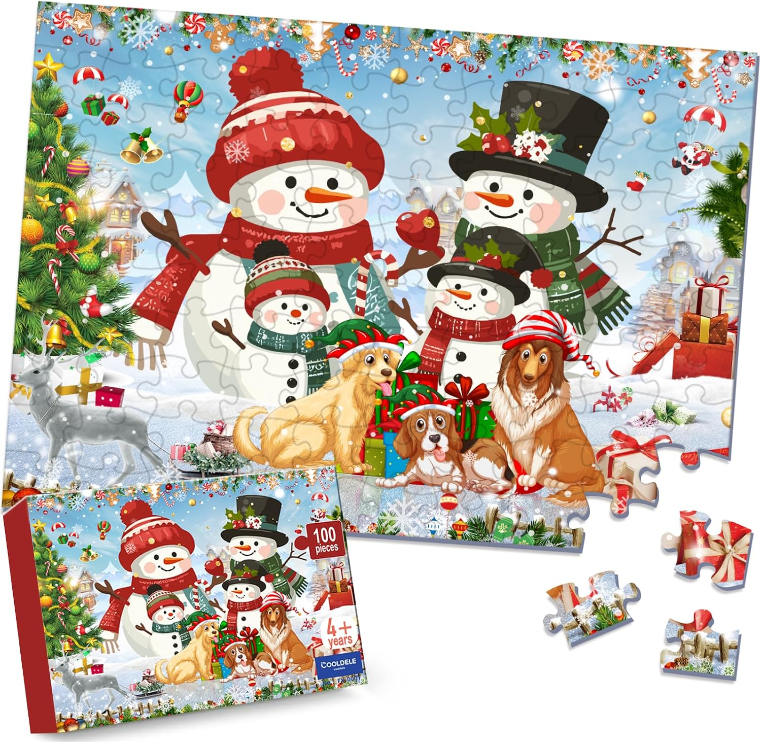 Amazon.com: Cooldele Christmas Jigsaw Puzzle, 100 Pieces Paper Puzzle ...
