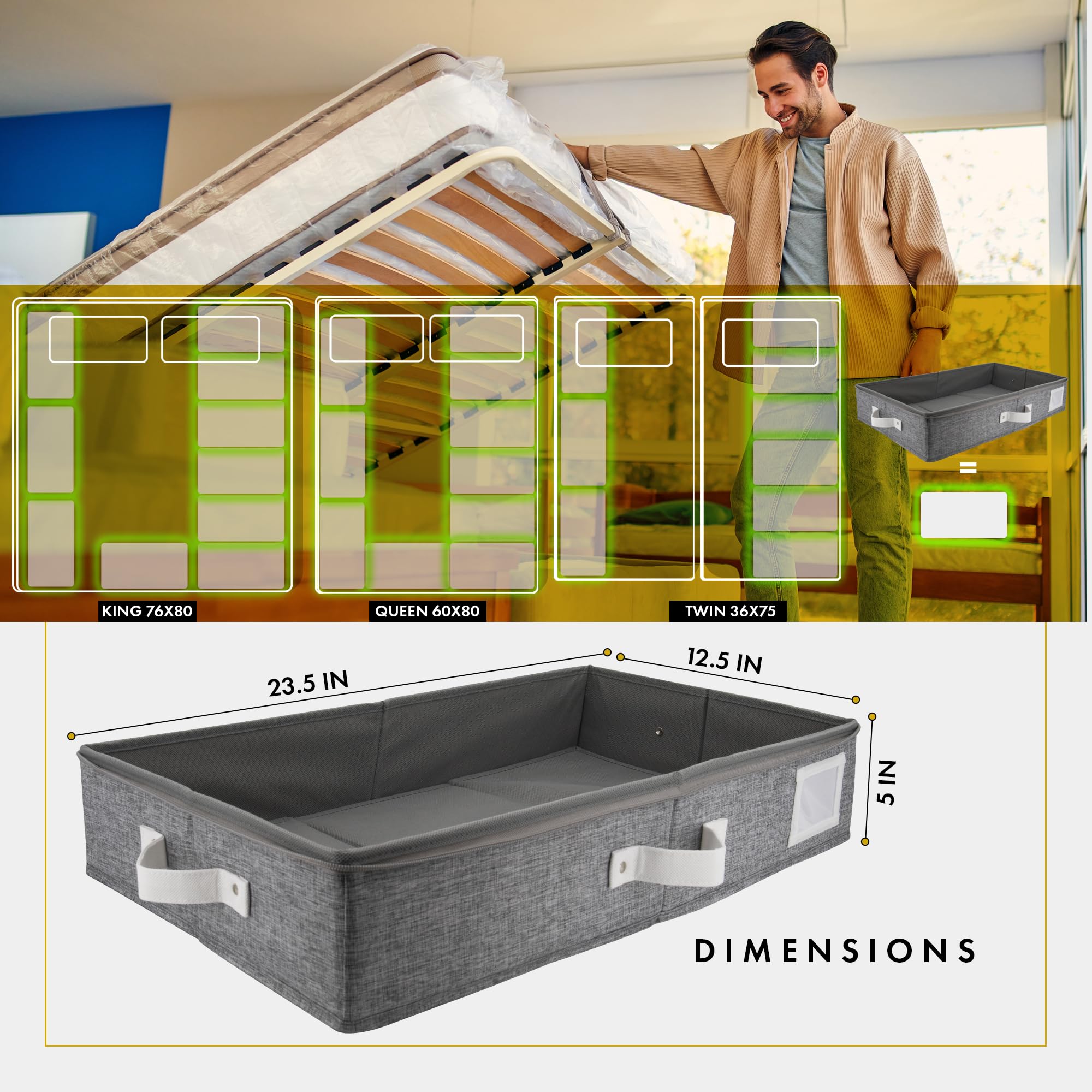 Snapklik.com : HOMELUX THEORY 2pc Under Bed Storage Containers, Bedroom ...