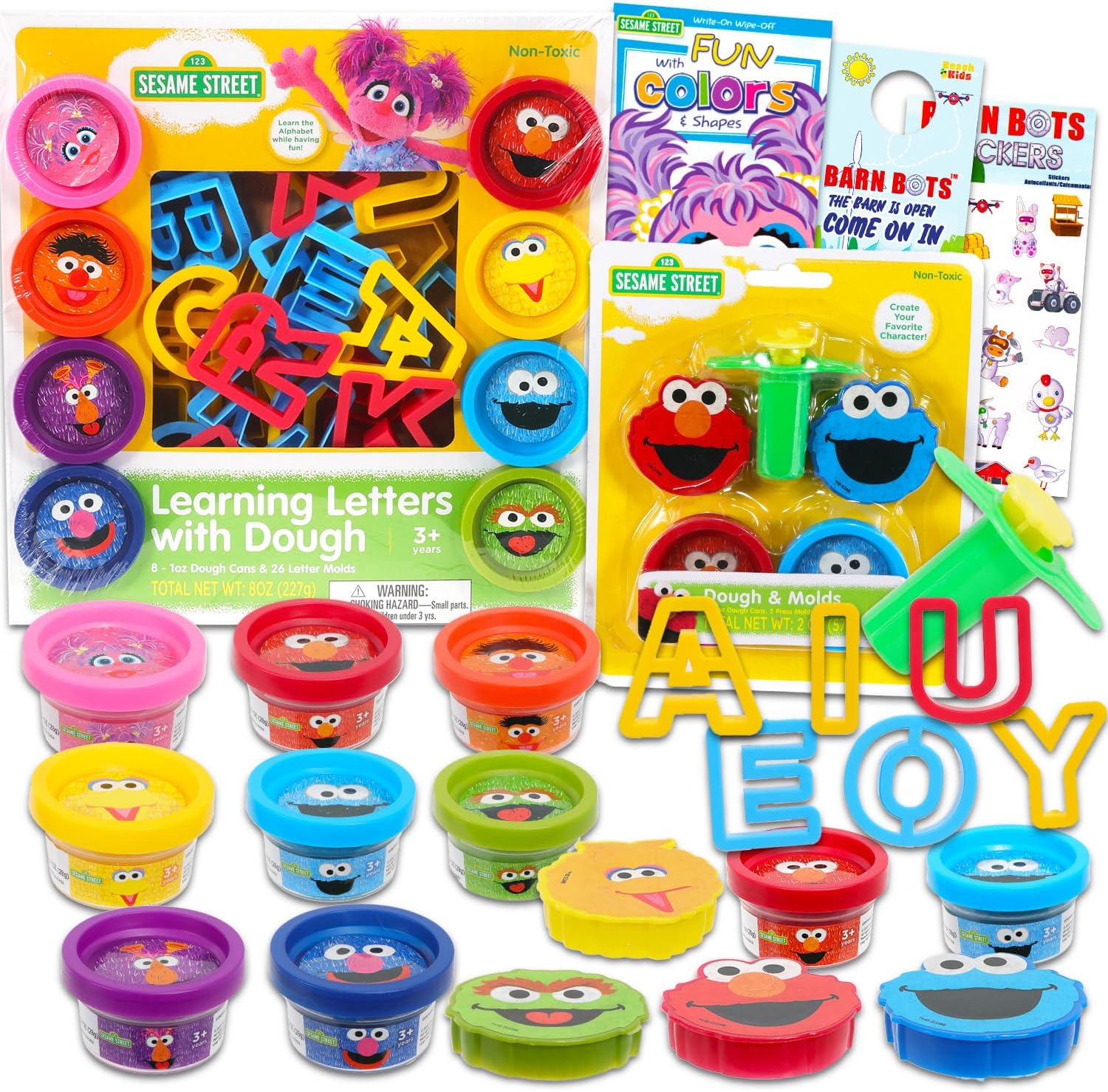 Amazon.com: Sesame Street Dough Play Set - 39 Pc Bundle of Moldable ...