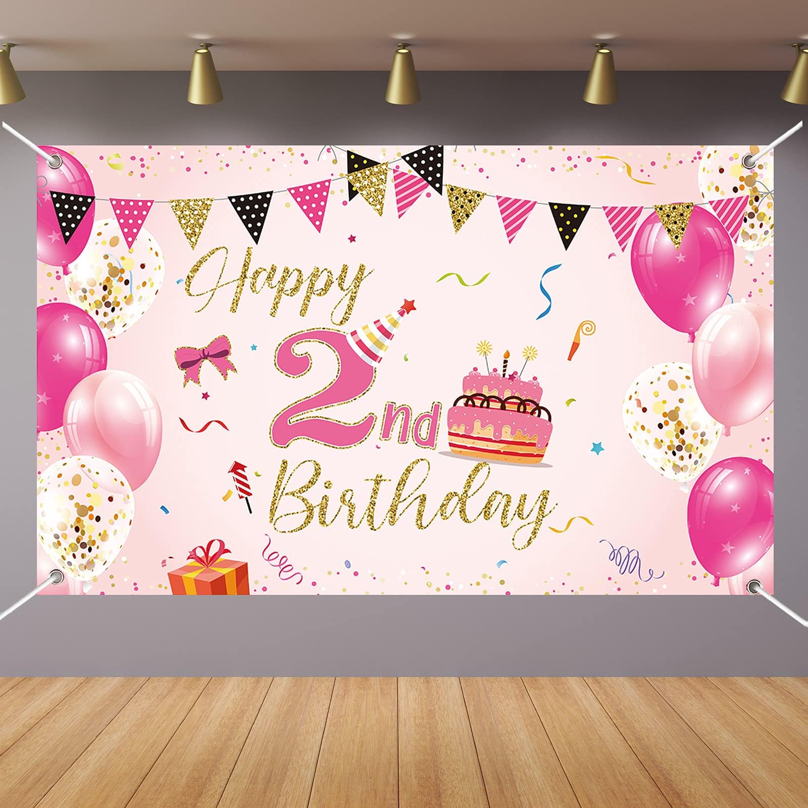 Amazon.com : Girls 2nd Birthday Party Decoration Photography Backdrop ...