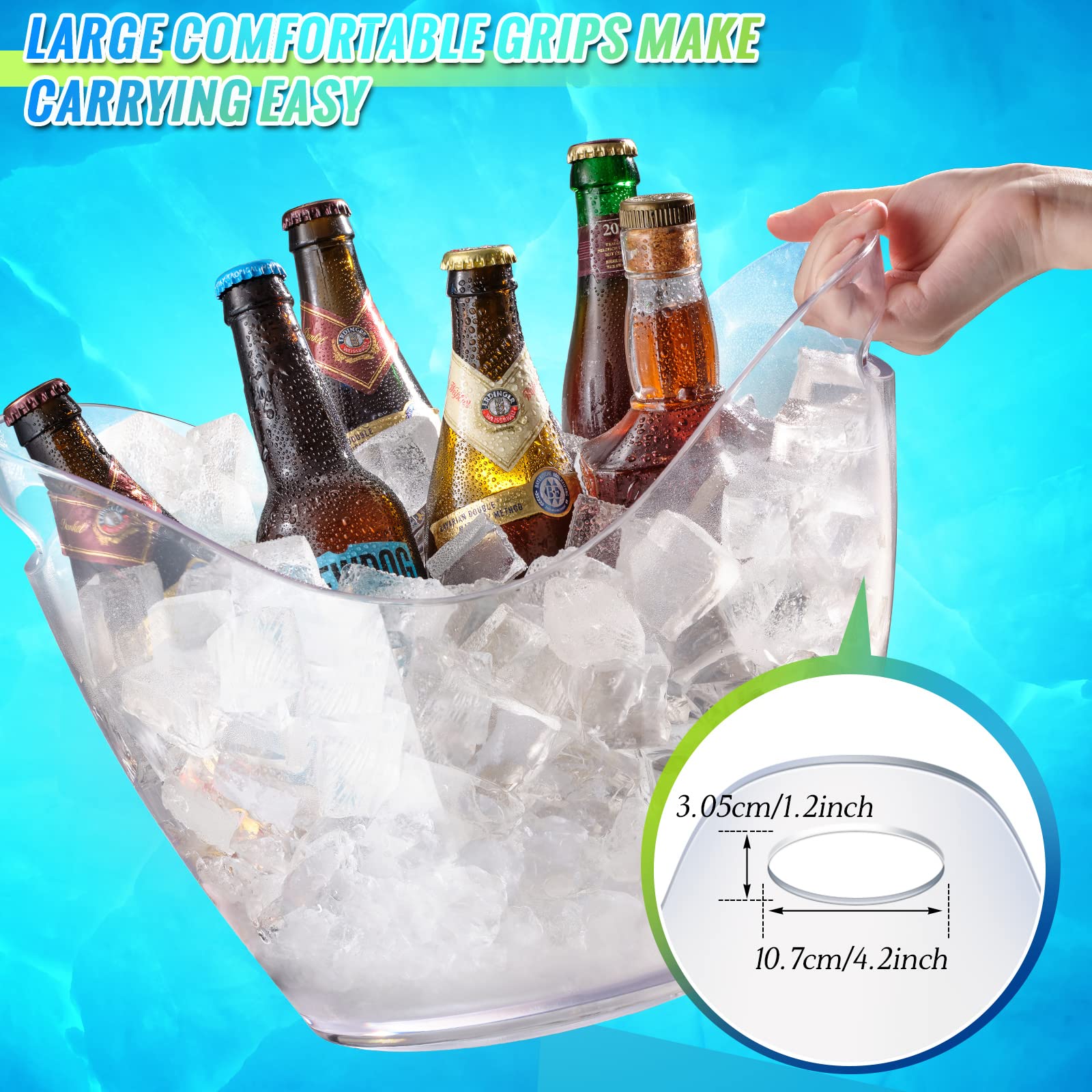 Plastic Clear Ice Bucket with Ice Scoops Clear Acrylic Ice Tub Plastic ...