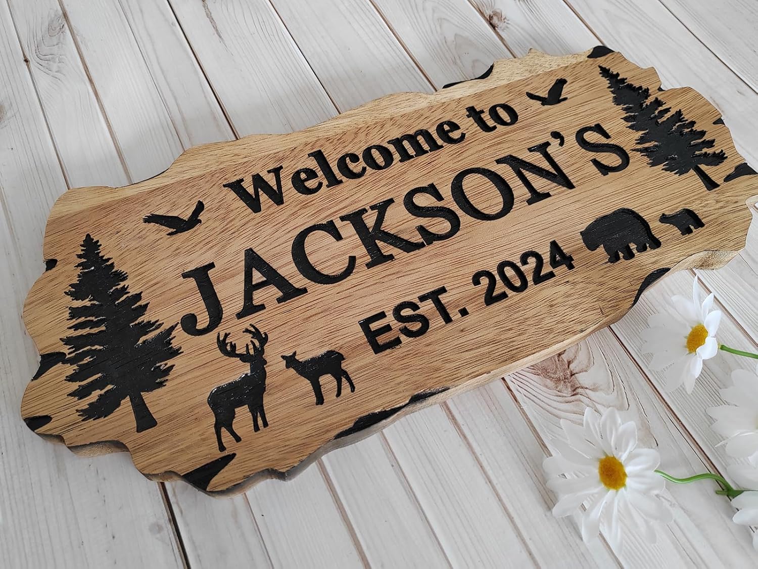 Amazon.com: Personalized Last Name Sign, Welcome Hunting Wood Signs ...