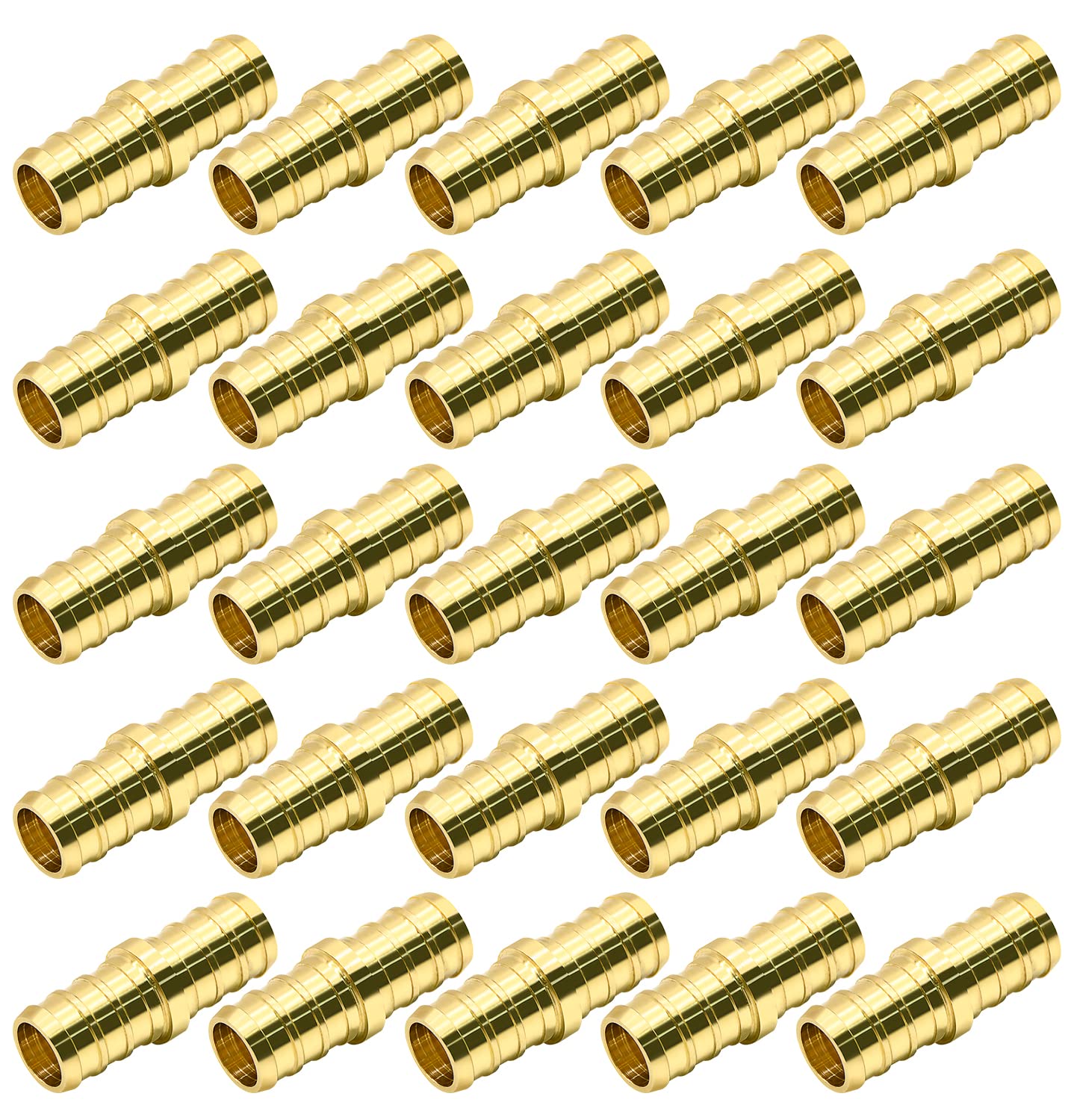 Snapklik.com : 25 Pack 1/2" PEX Fittings, Brass Straight Coupling ...