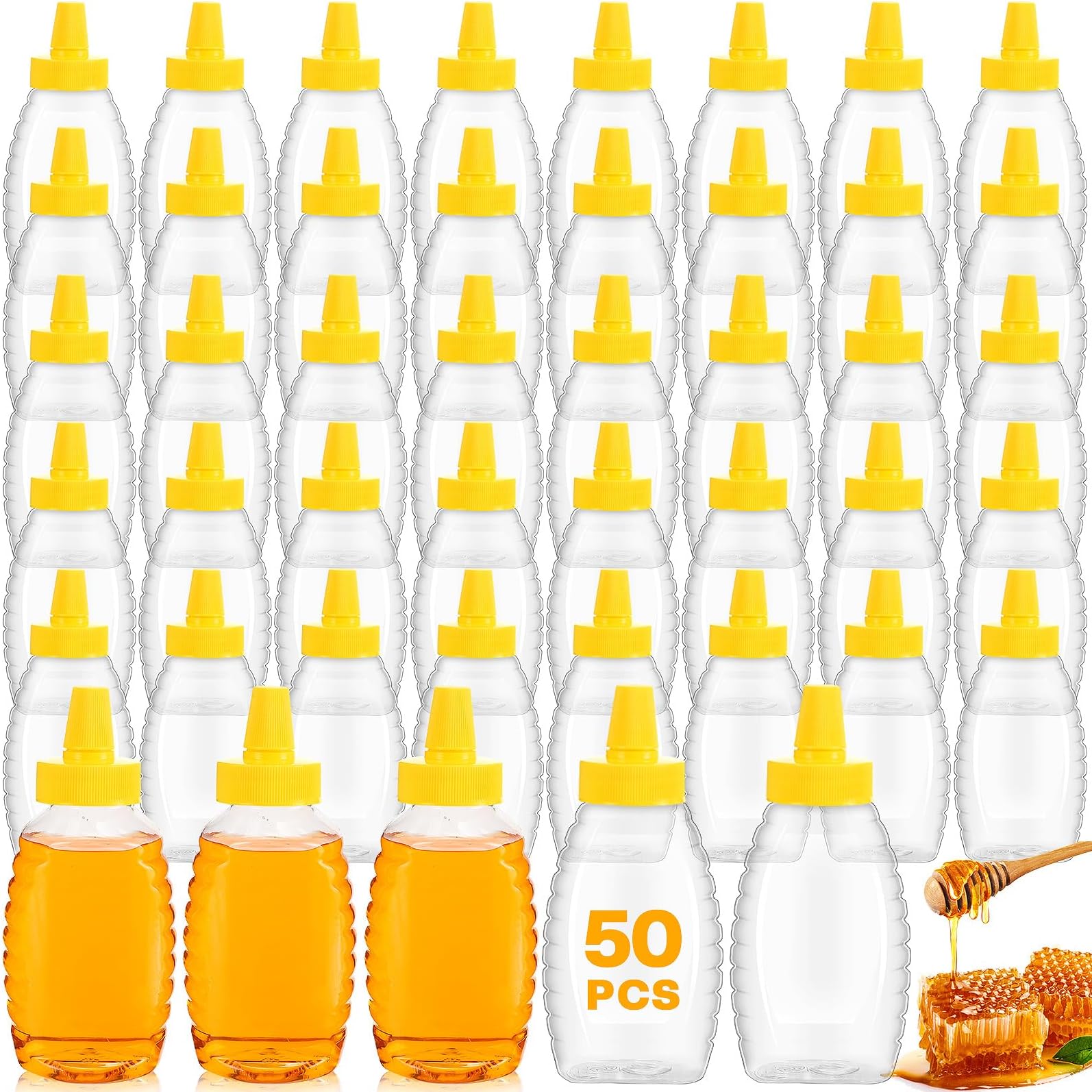 Amazon.com: Nitial 50 Pcs Plastic Honey Containers Honey Bottles with Spout Empty Clear Honey ...