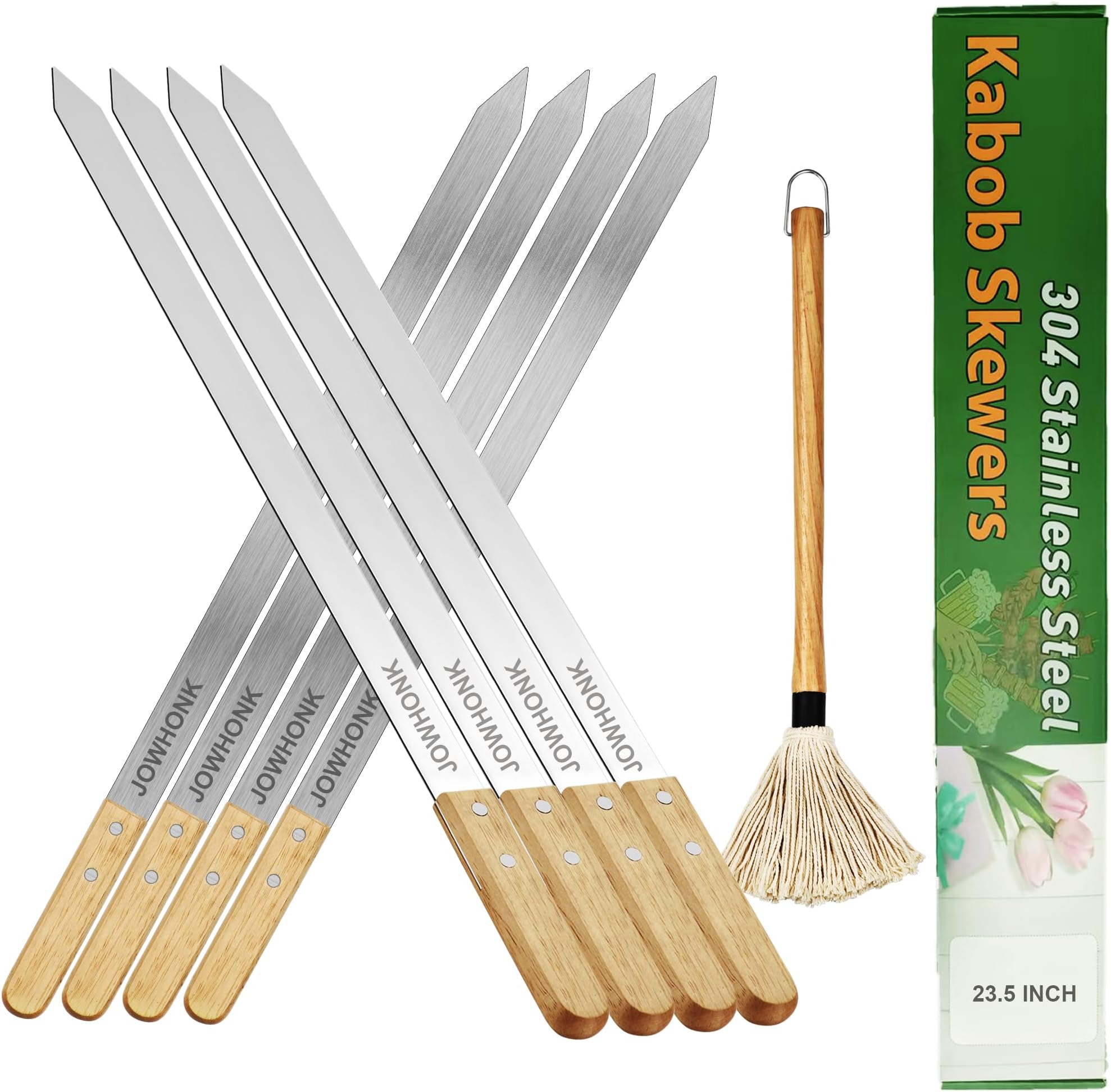 Amazon.com: Stainless Steel Kebab Sword Grill Skewers, Holder Racks and ...