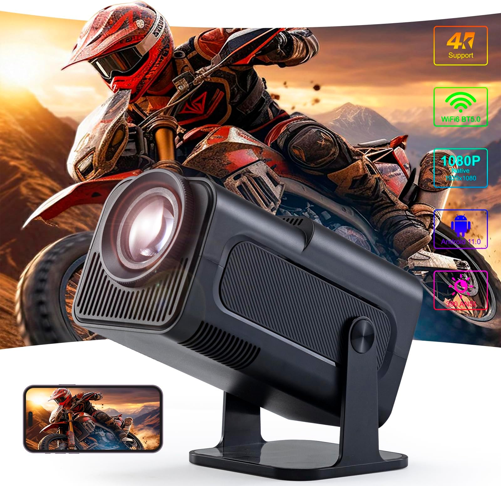 Magcubic HY300 PRO Portable Projector 4K Android 11 Dual Wifi6 ...