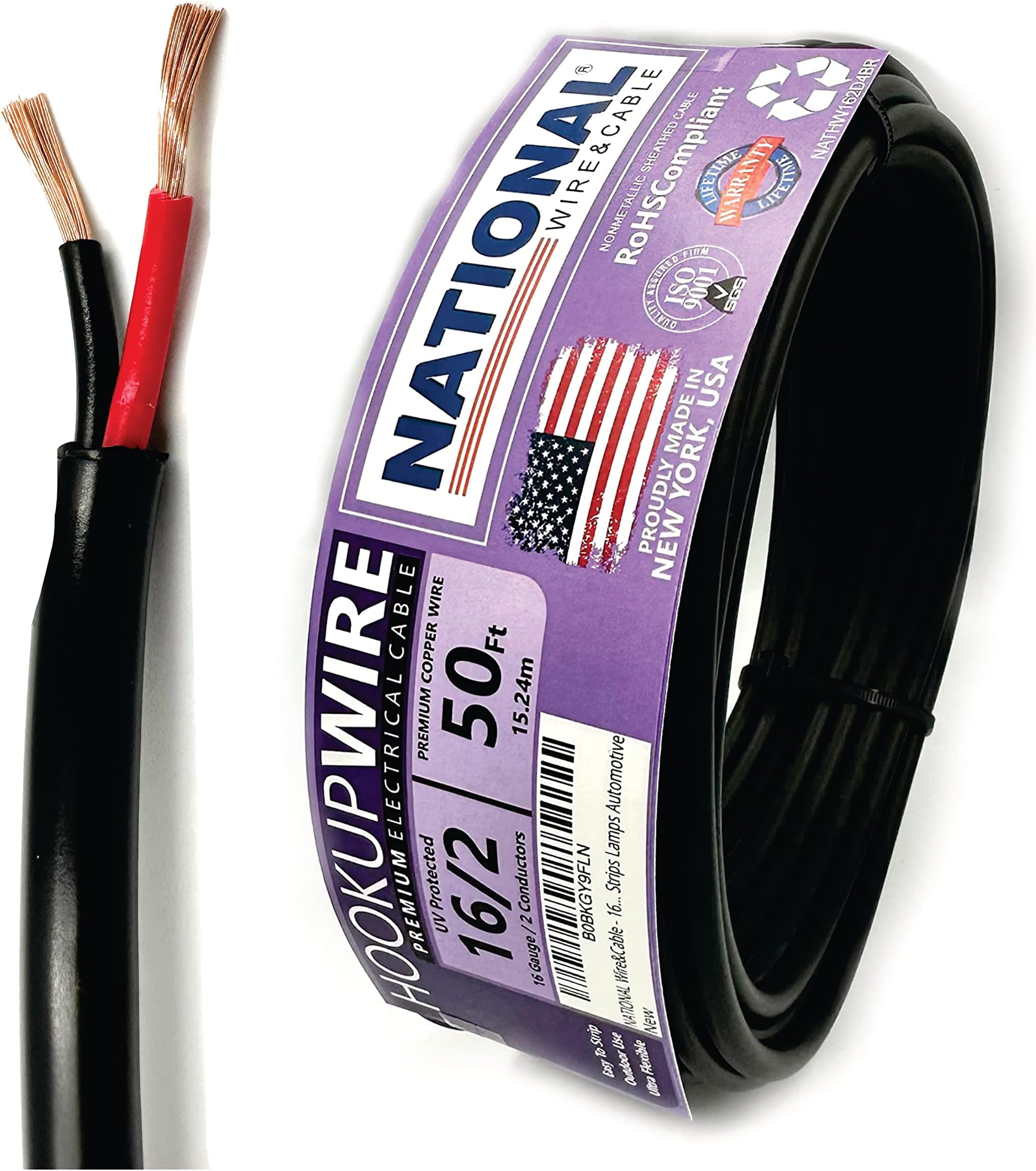NATIONAL Wire&Cable - 16 Gauge 2 Conductors Premium Electrical Wire ...