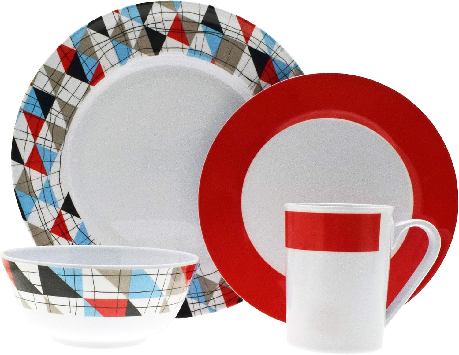 Tiffany Design 16 Piece Melamine Tableware Set for 4 People Picnic ...