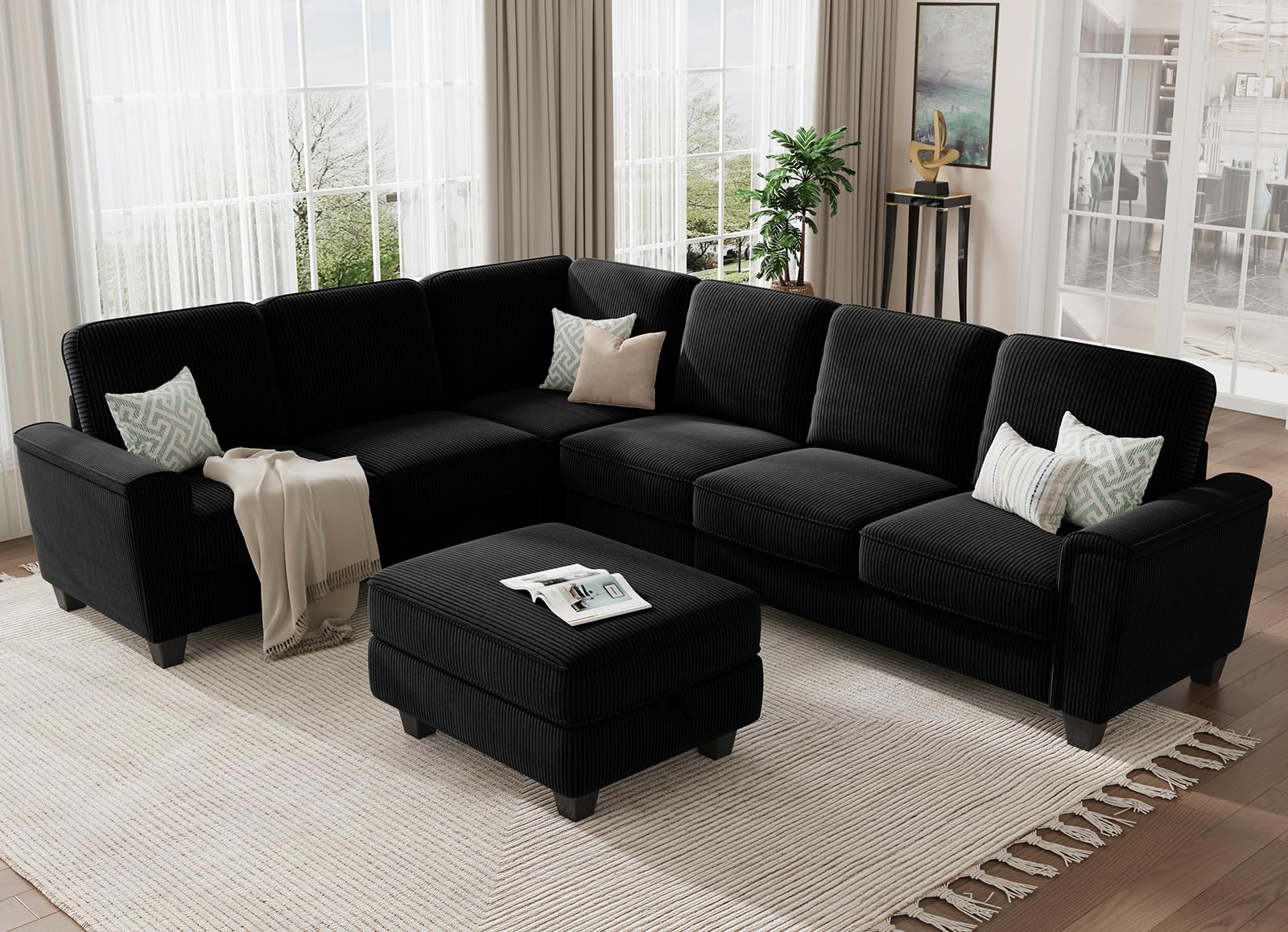 Amazon.com: KKL Sectional Sofa Couch for Living Room, 108 Inches L ...