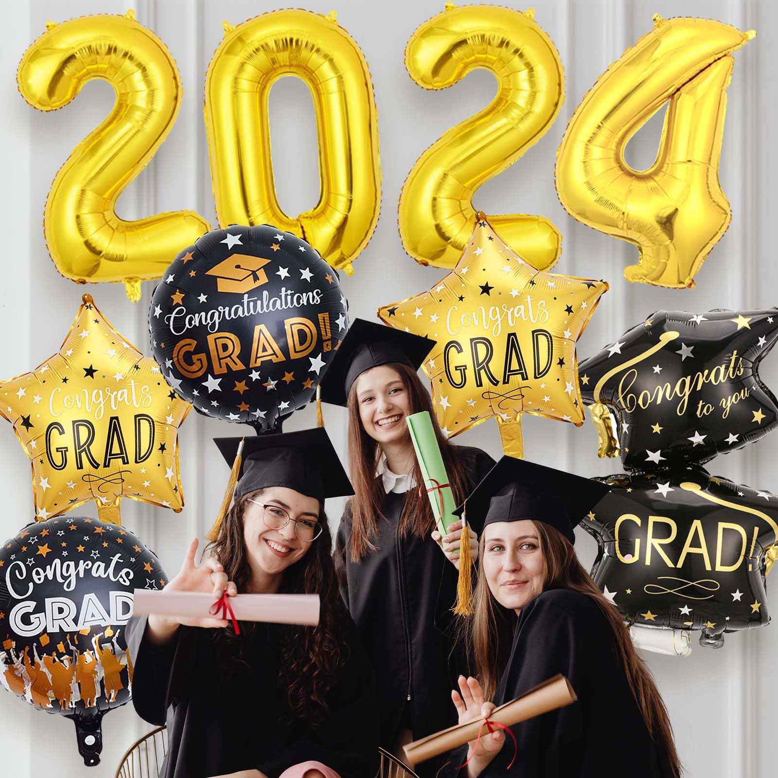 Snapklik.com : 2025 Graduation Party Decorations - 9 Pcs Black Gold ...
