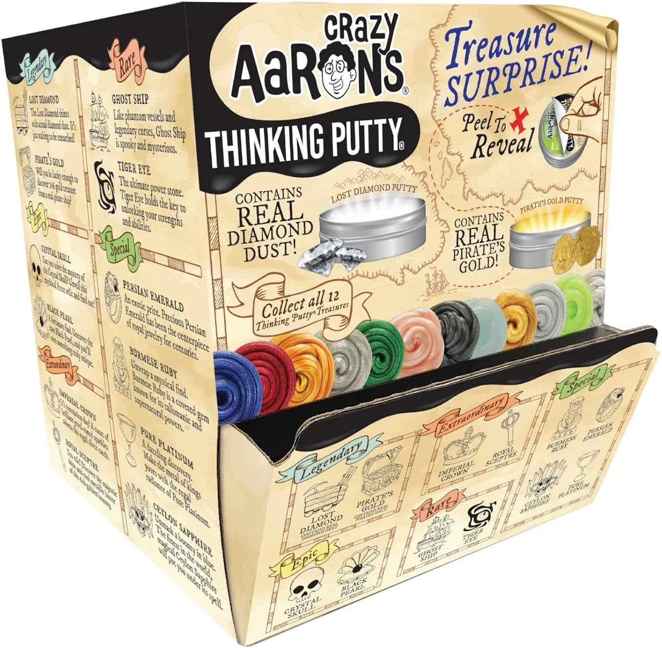 Amazon.com: Crazy Aaron's Thinking Putty Treasure Surprise 2' Tin ...
