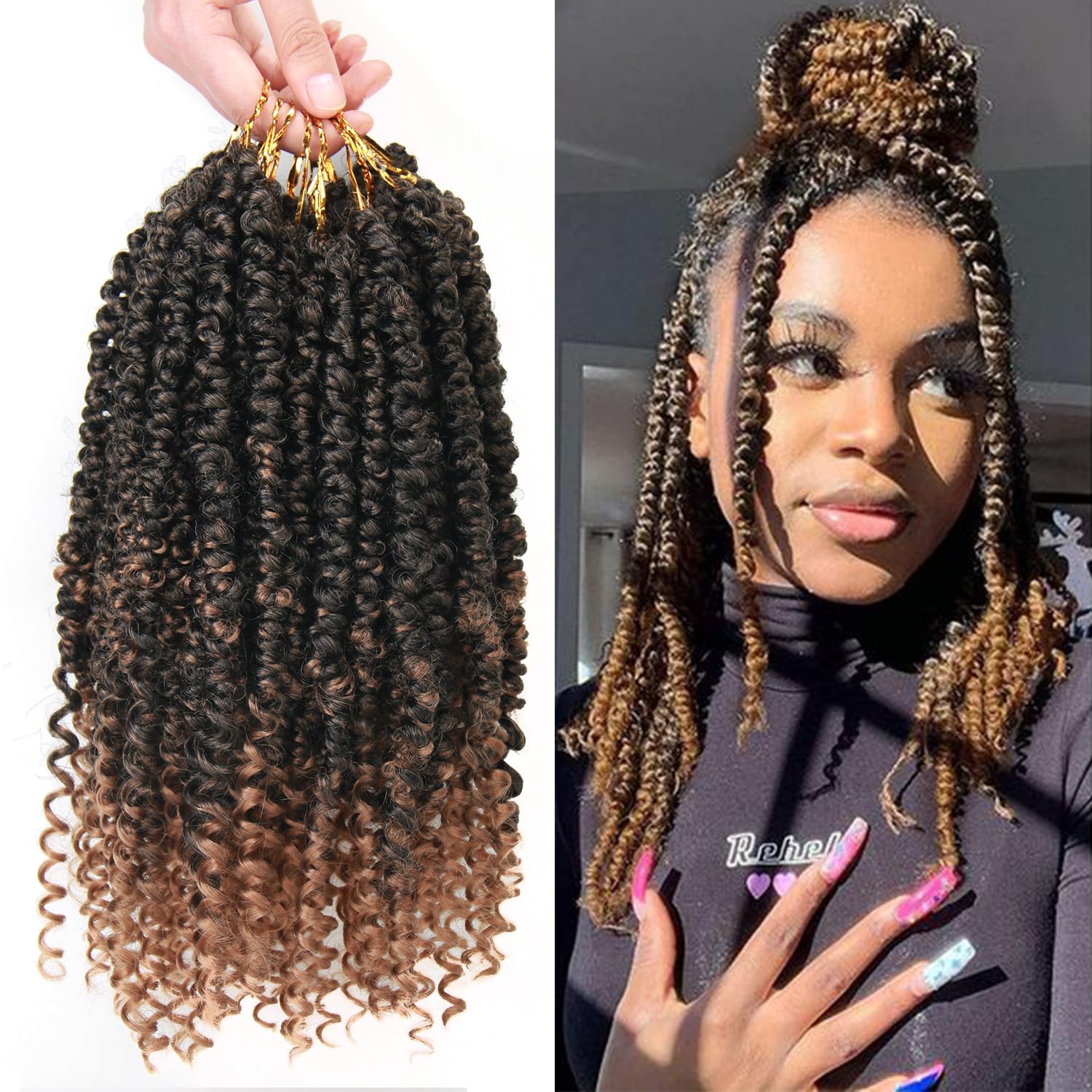Amazon.com : 8 Packs/lot Passion Twist Crochet Hair 14 Inch Short Pre ...