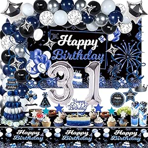Amazon.com: Miidenks 31st Birthday Decorations Set for Men, Navy Blue ...