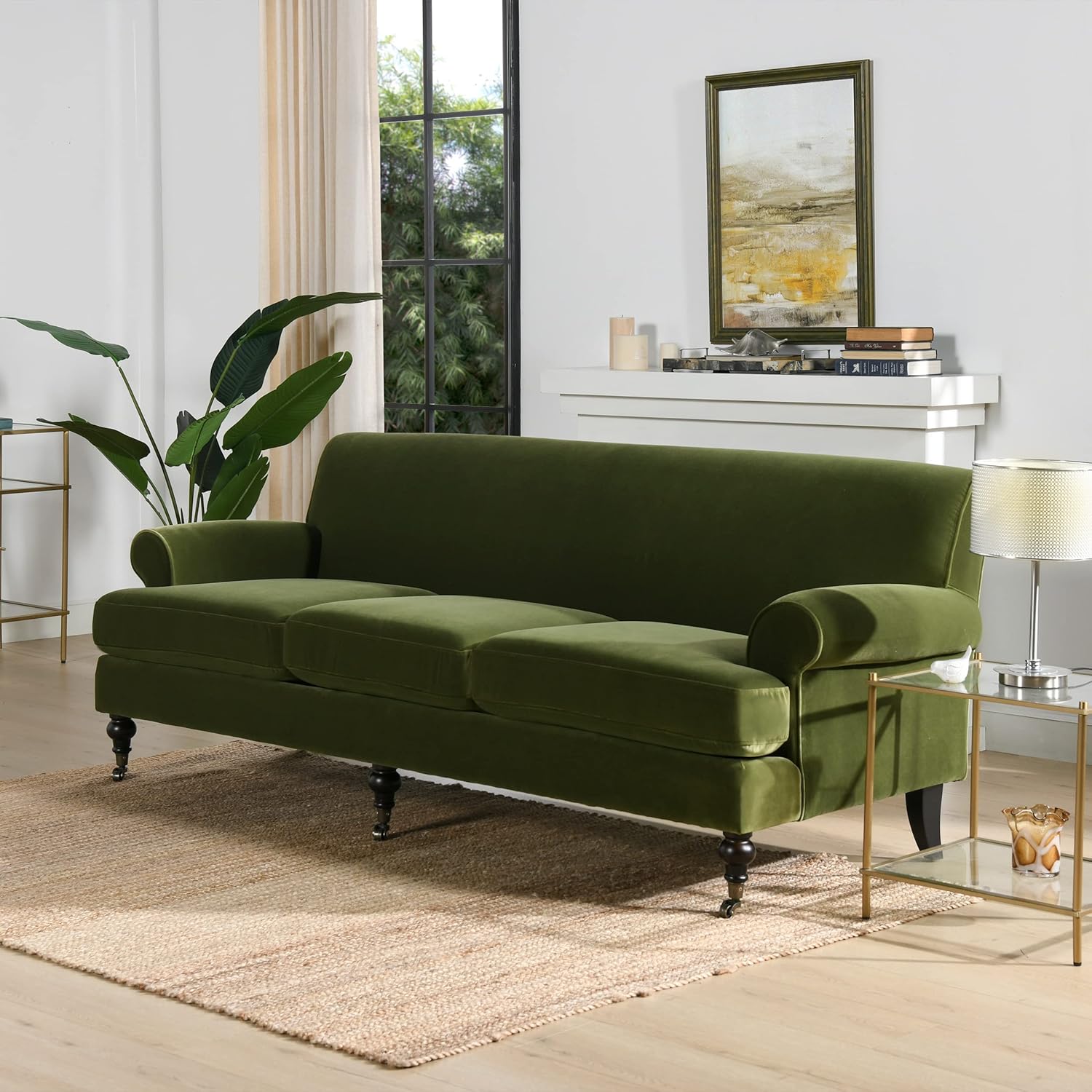 Amazon.com: Jennifer Taylor Home Alana Sofas, Olive Green Performance ...