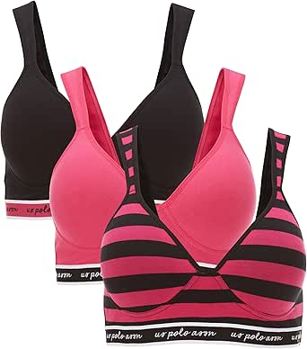 U.S. Polo Assn. Womens Bras 3-Pack - Wireless T-Shirt Bras for Women ...