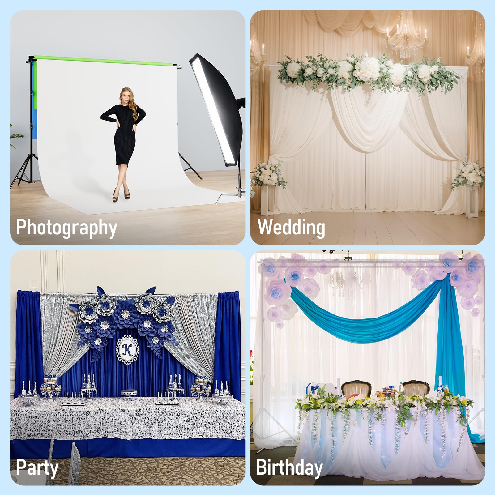 EMART Triple Crossbar 8.5 * 10ft (H*W) Backdrop Stand, Photo Video ...