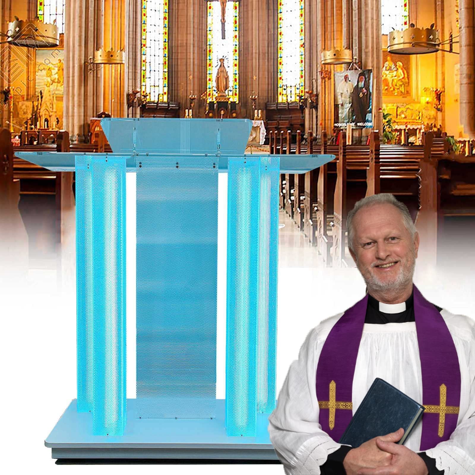 Buy BAABJI 2023 Pulpit for Church, Acrylic Podium with LED Lights and ...