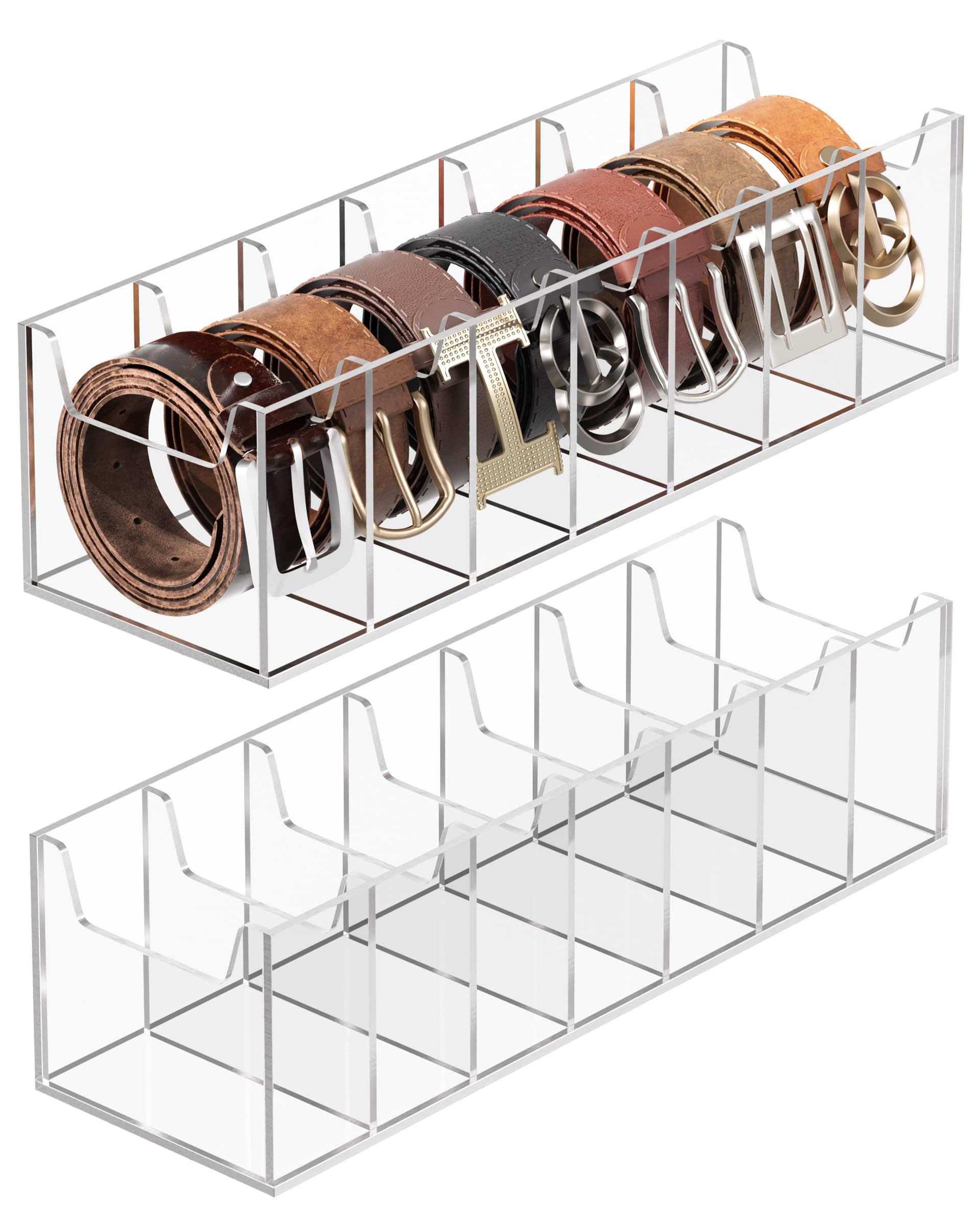 Amazon.com: MaxGear Belt Organizer, Acrylic 7 Compartment Belt Storage ...
