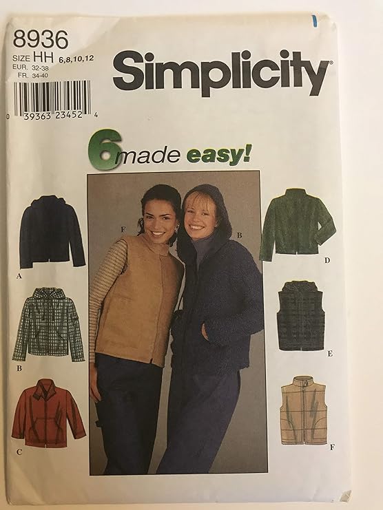 Amazon.com: Simplicity Sewing Pattern 8936 Size HH (6,8,10,12) Misses ...