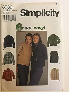 Amazon.com: Simplicity Sewing Pattern 8936 Size HH (6,8,10,12) Misses ...