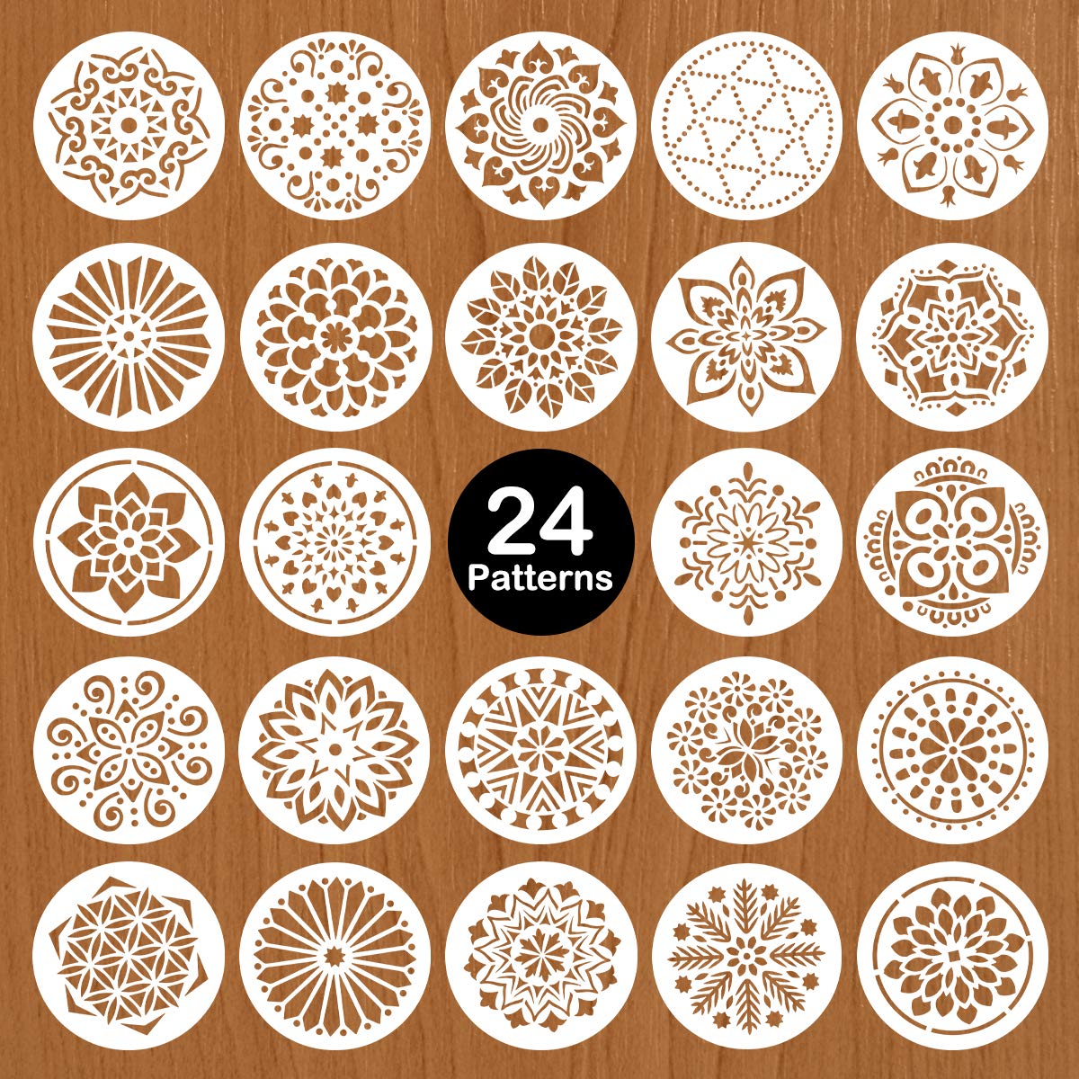 Mocoosy 24 Pack 5 Inch Mandala Stencils - Mandala Dot Painting Stencil ...