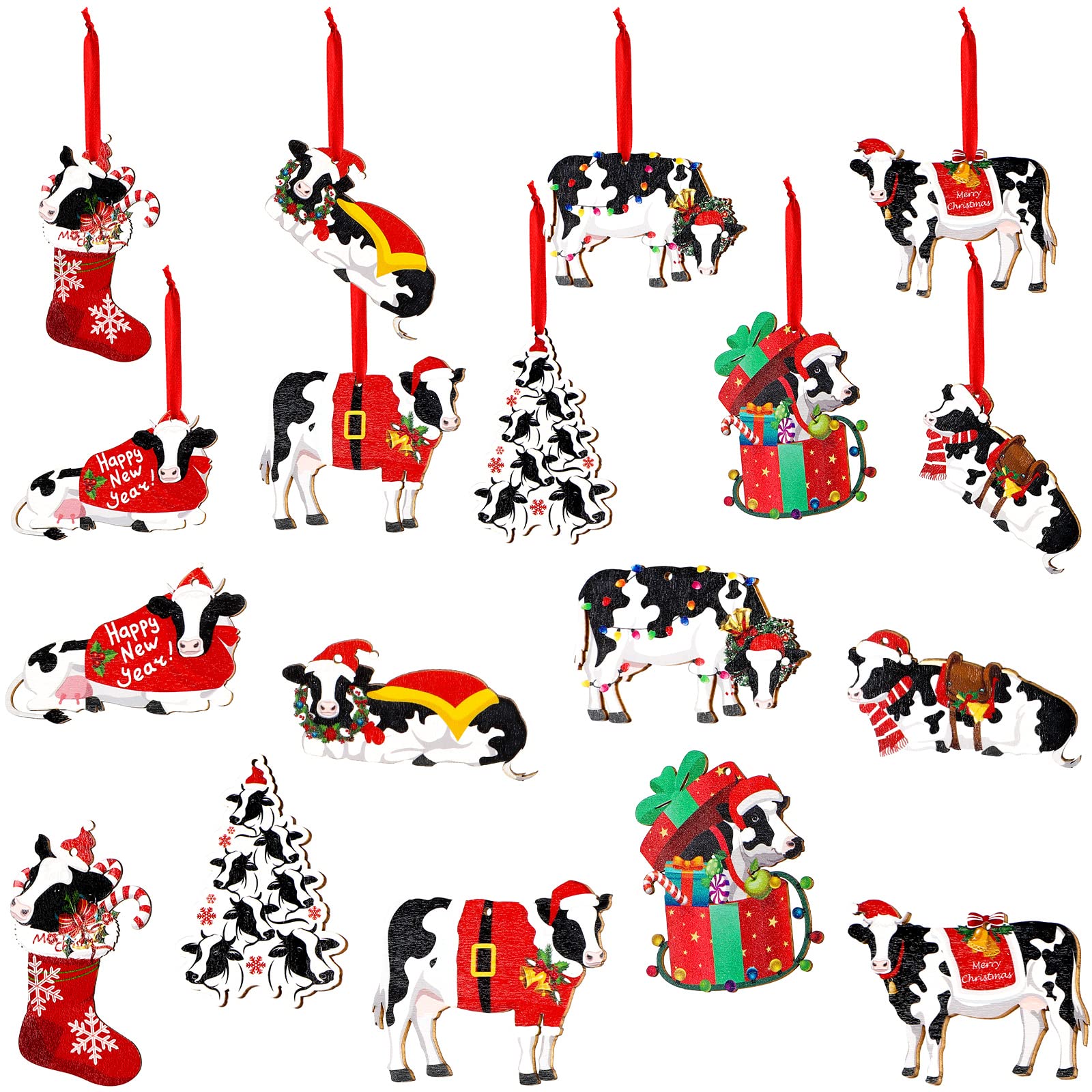 Amazon.com: 36 Pieces Christmas Cow Ornament Decorative Hanging ...