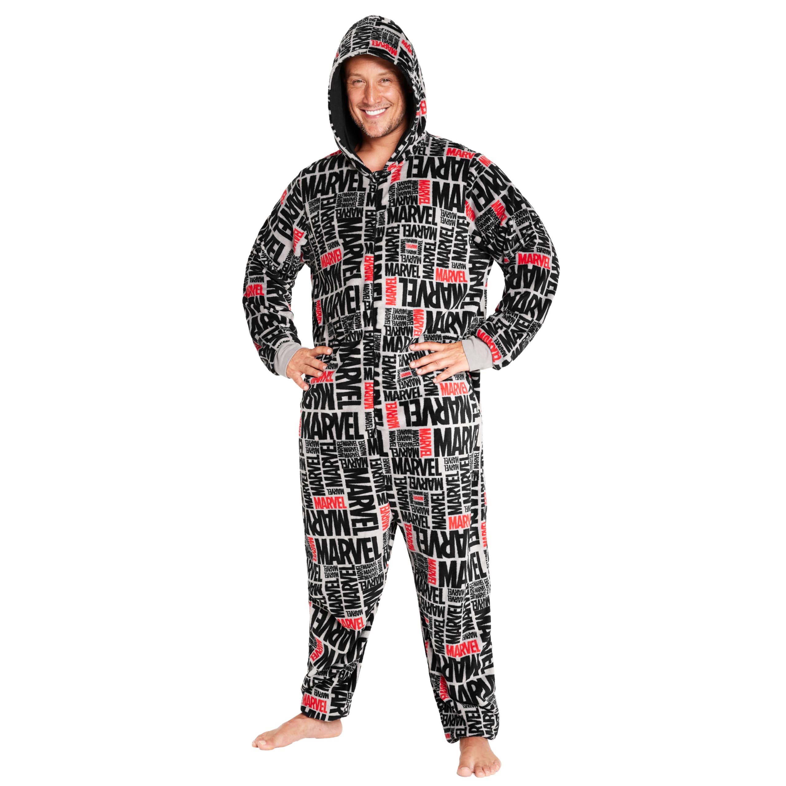 Amazon.com: Marvel Pyjamas for Men and Teenagers - Hooded Fluffy Fleece ...