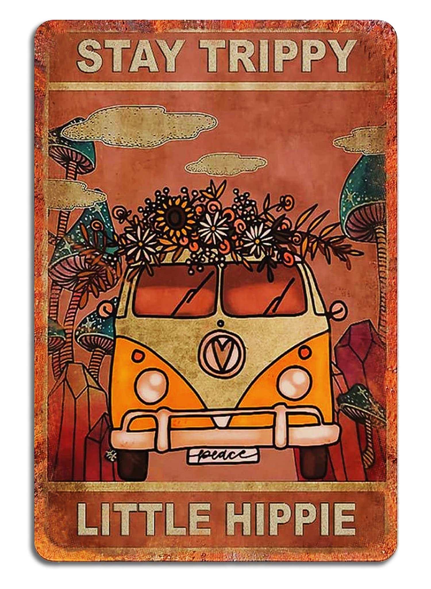 Amazon.com : Fmcmly Stay Trippy Little Hippie Vintage Metal Tin Signs ...