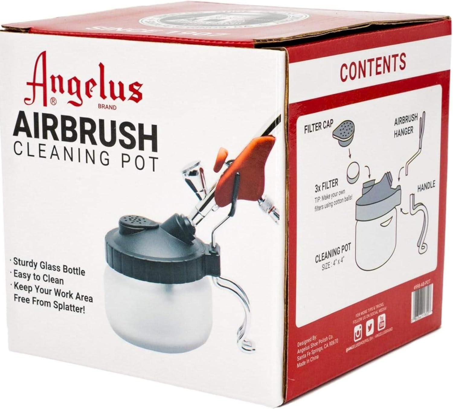 Airbrush Cleaning Pot, 3 in 1 Glass Cleaning Pot with Holder, Cleans ...