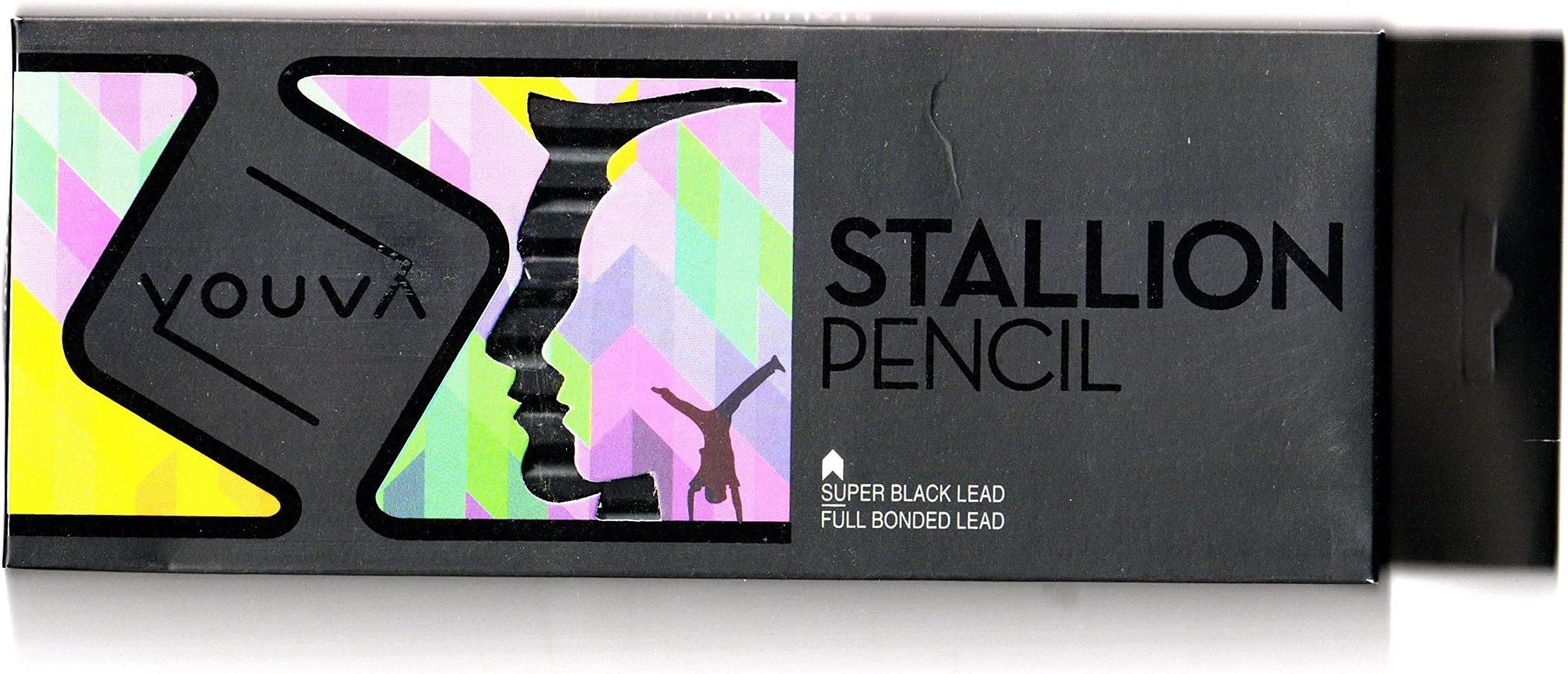 Youva Stallion Pencil (Pack of 10 Full BLACK Pencils) with Rubber Tip ...