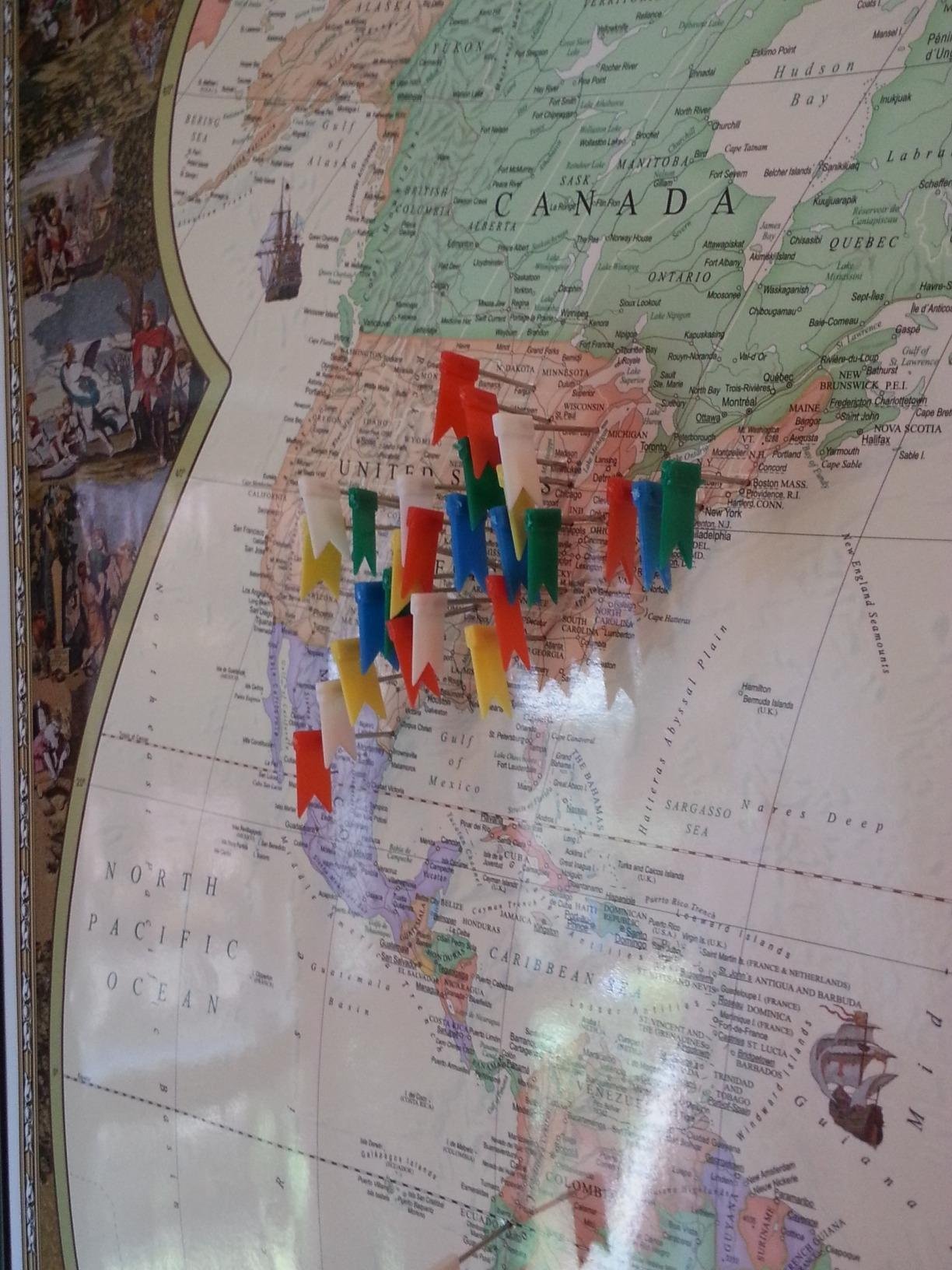 Amazon.com : Coolrunner 100 Pieces Per Box Map Flag Push Pins, Assorted ...