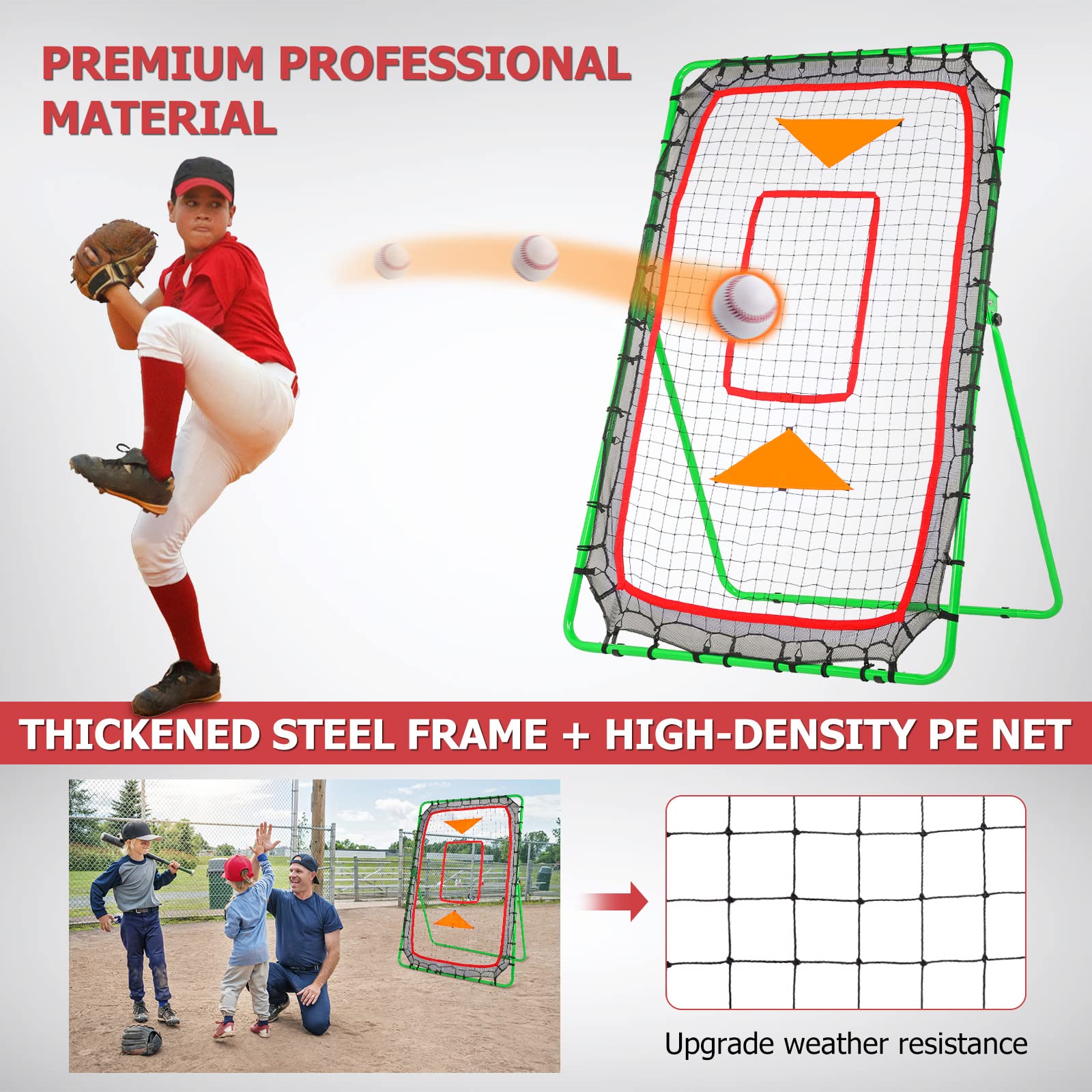 Snapklik.com : NEW UPGRADE 2+1 Pitch Back Rebounder Net, 6x365 FT ...
