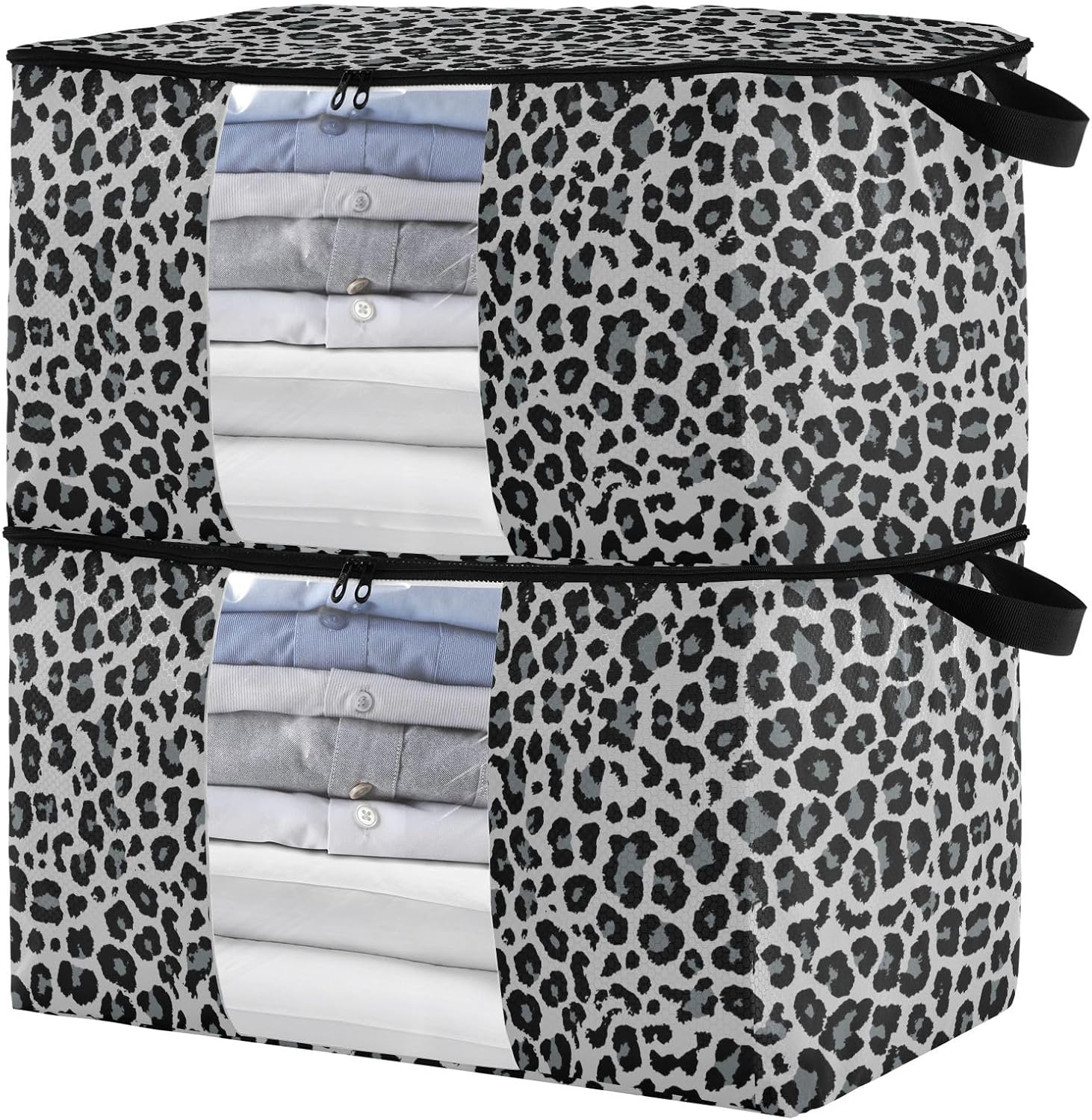 Amazon.com: Yasala Clothes Storage Bag Grey Black Cute Leopard Print ...