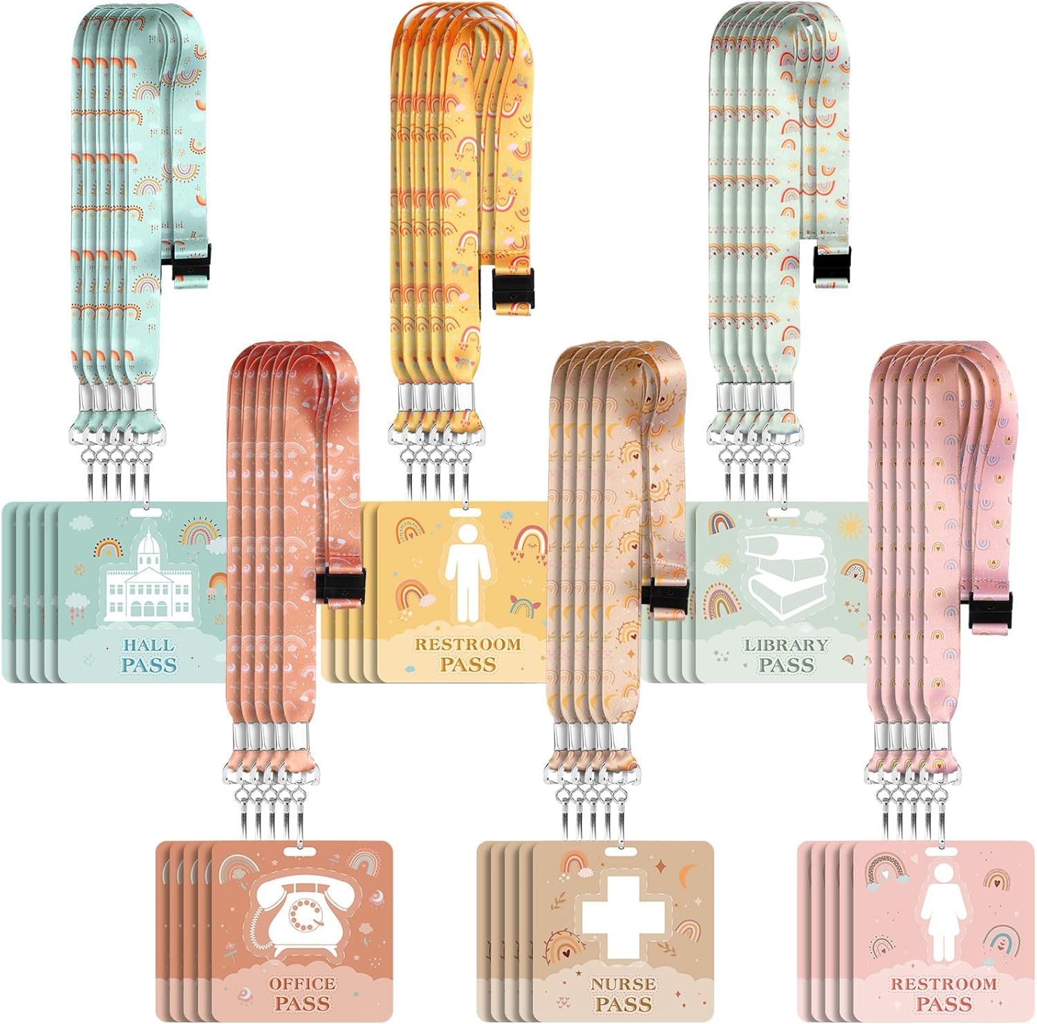 Amazon.com: Kosiz 24 Pcs Hall Passes Lanyards School Classrooms Passes ...