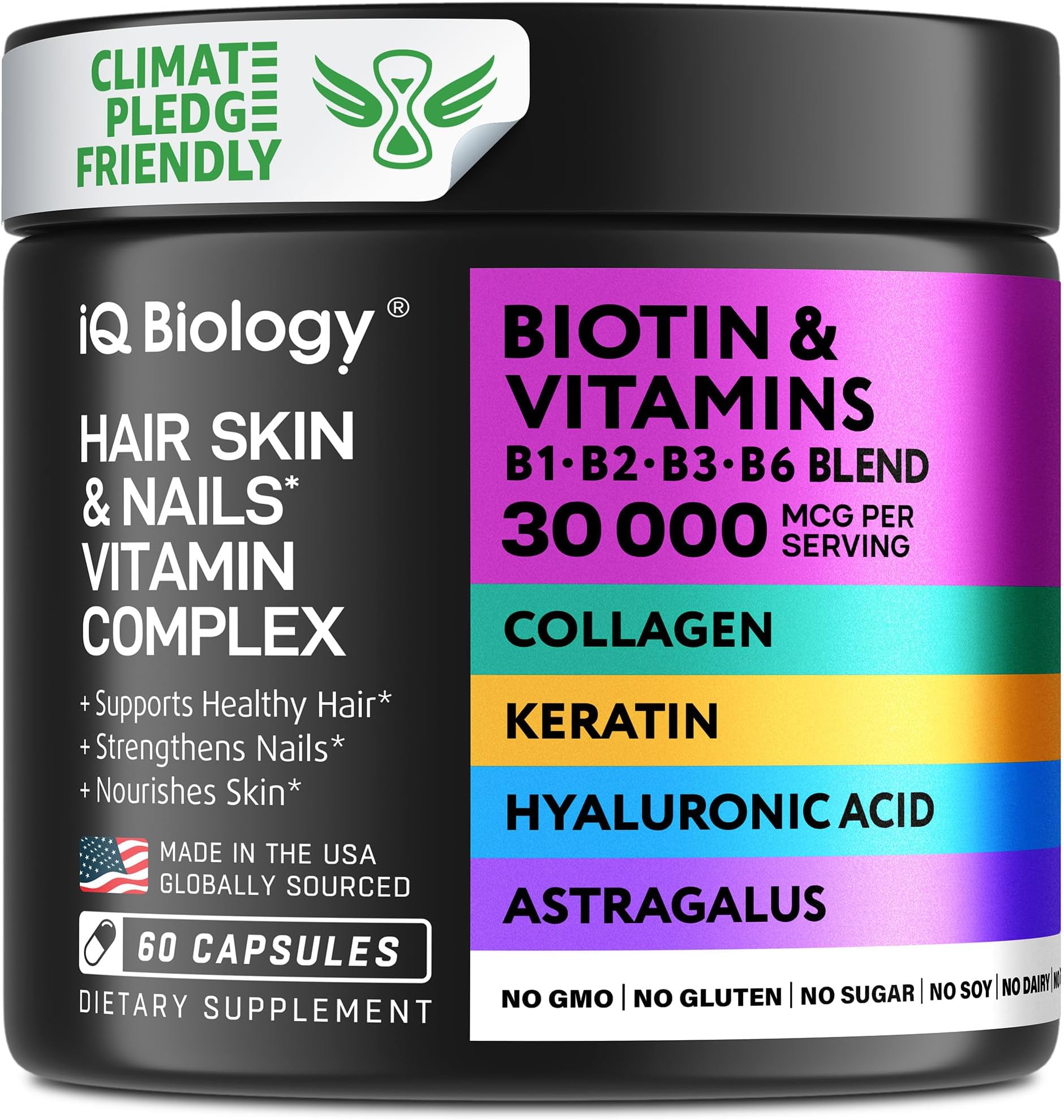 Amazon.com: Biotin 10,000MCG Hair Growth Support for Women & Men with ...