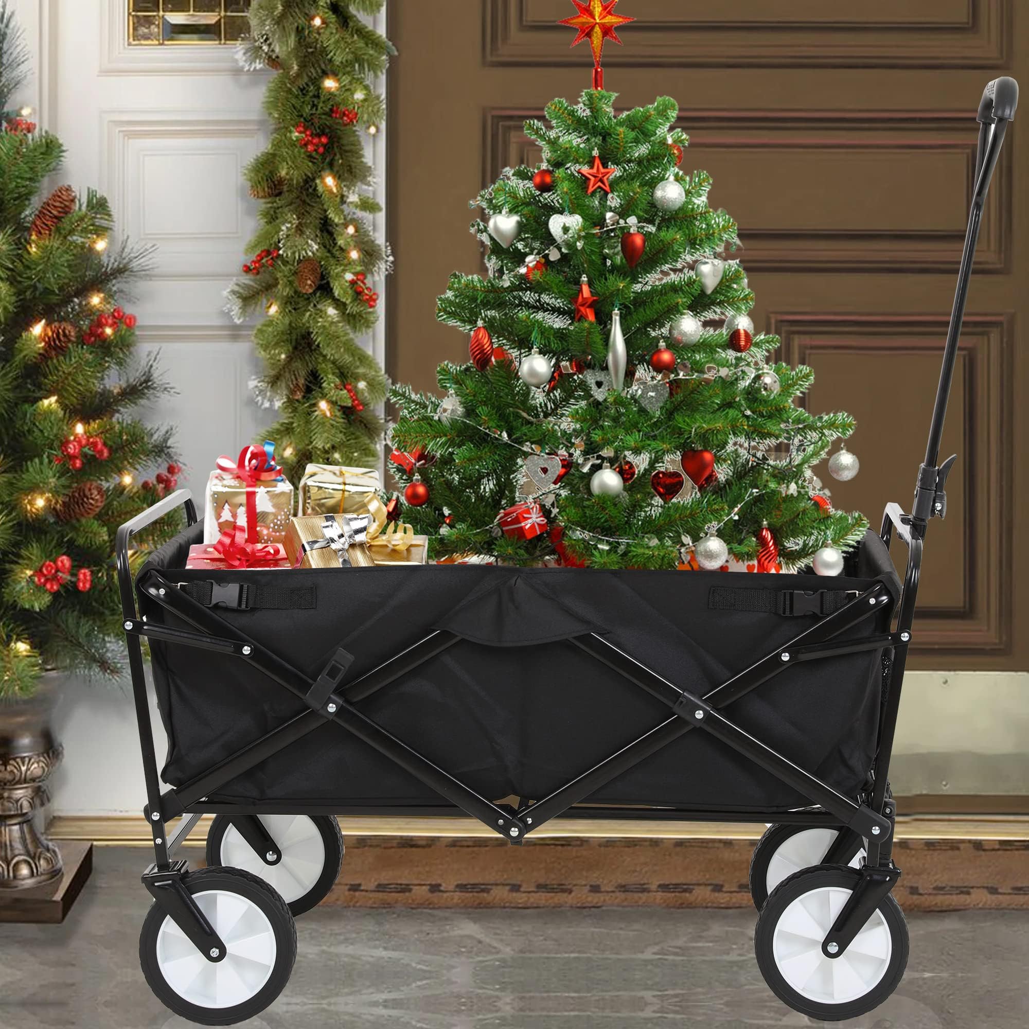 Amazon.com: Folding Wagon Cart Heavy Duty Portable Collapsible Wagon w/Universal Wheels ...