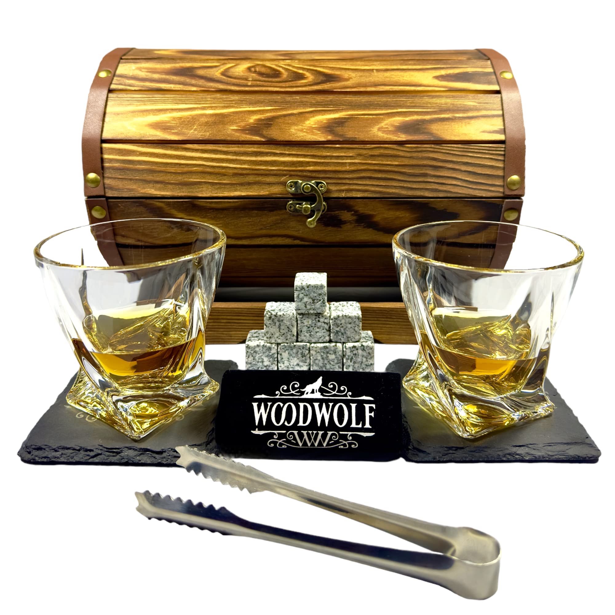 WoodWolf Whiskey Set in a Premium Wooden Barrel | Whiskey Glasses Set ...