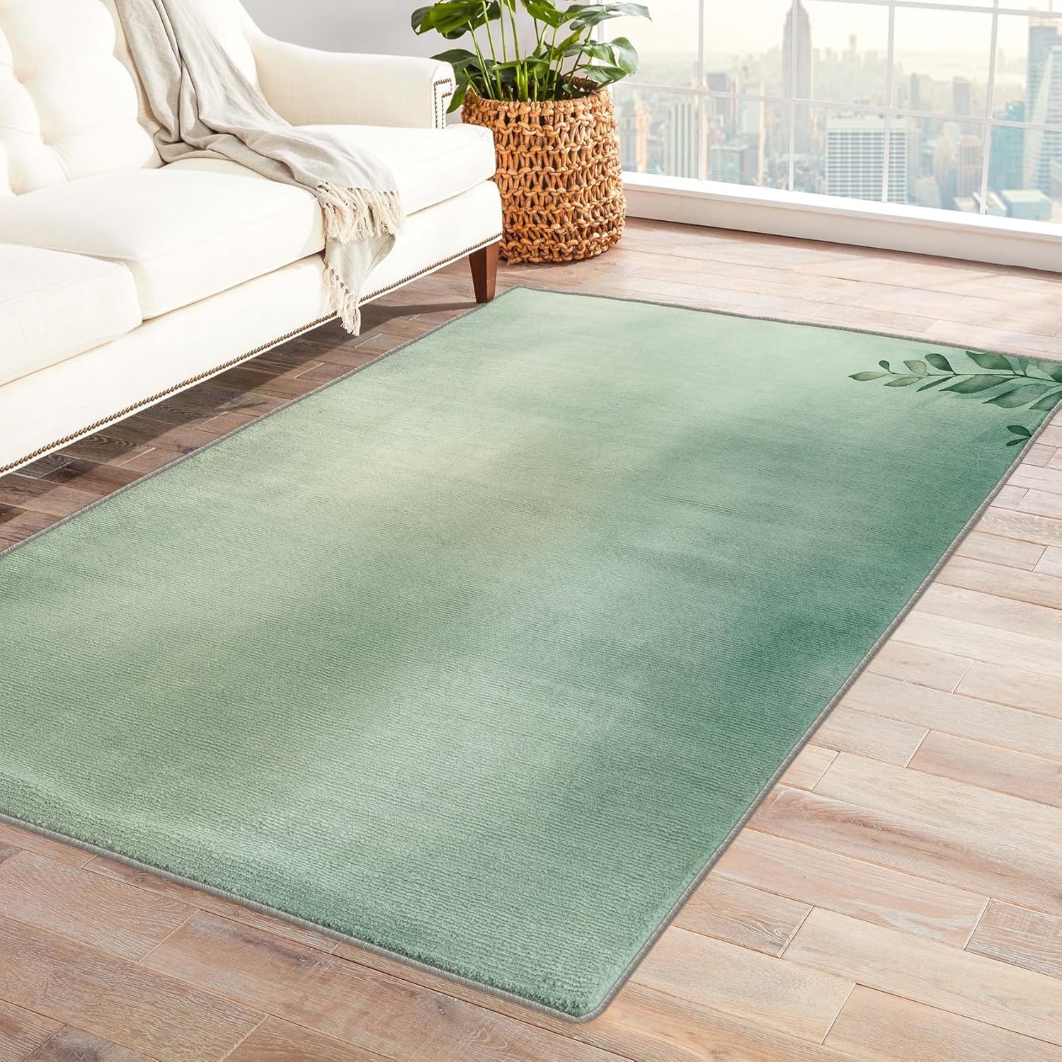 Amazon.com: Sage Green Rug & Home Decor - 6x9 Rug, Leaf Rugs for Living ...