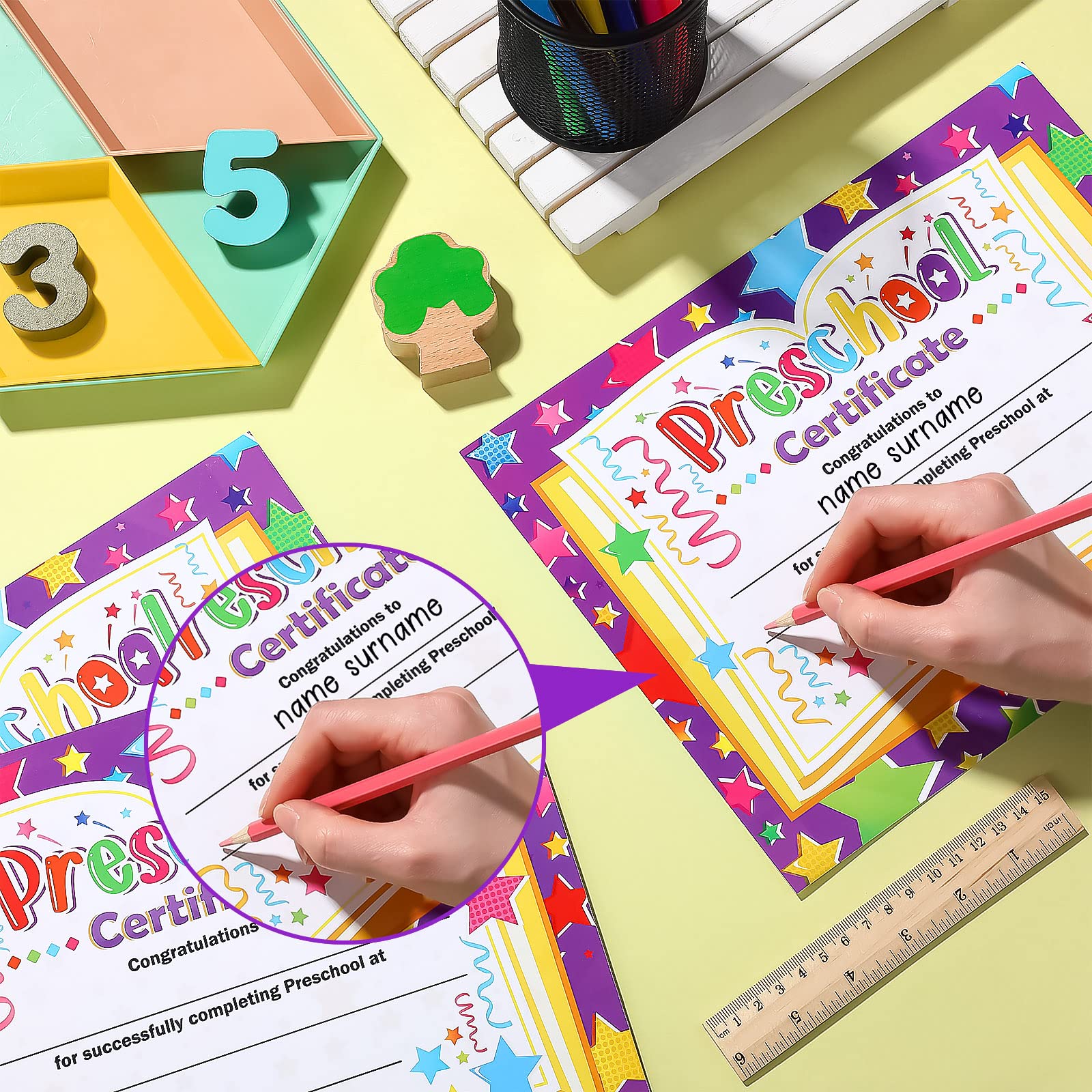 Snapklik.com : Yisong 35 Pcs Preschool Diploma, Colorful Preschool ...