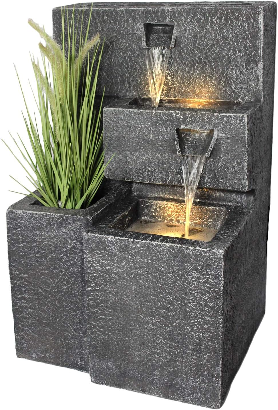 Springbrunnen "Grada" Bepflanzbar mit LED Beleuchtung, Wasserfall ...