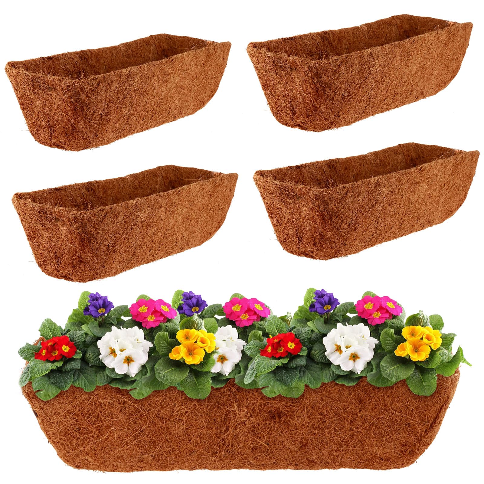 Amazon.com: 4 Pack Rectangle Coco Liner 24 Inch Hanging Basket Liners ...