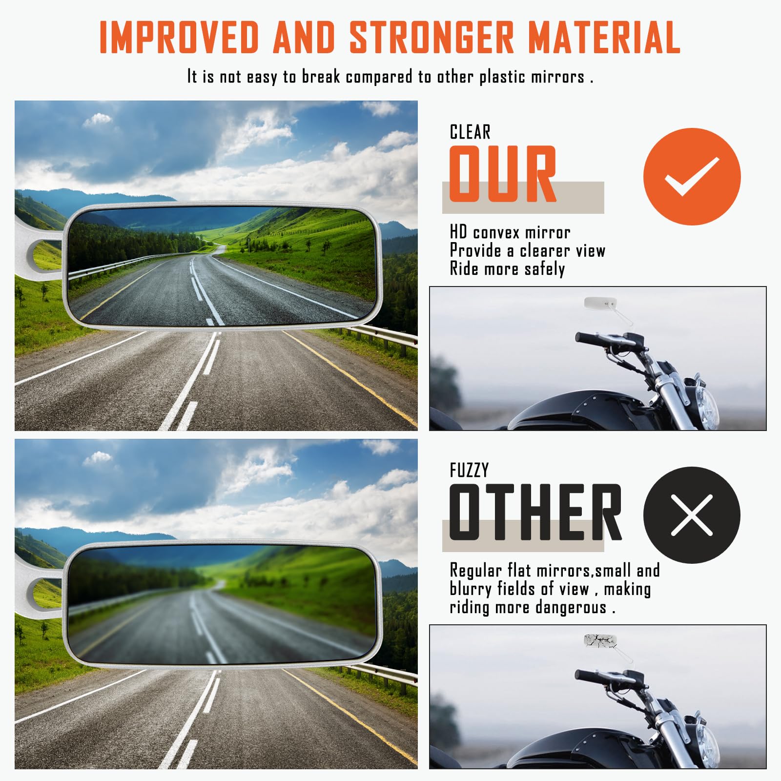 Snapklik.com : Devilmotor Black Rectangle Motorcycle Bobber Mirrors For ...