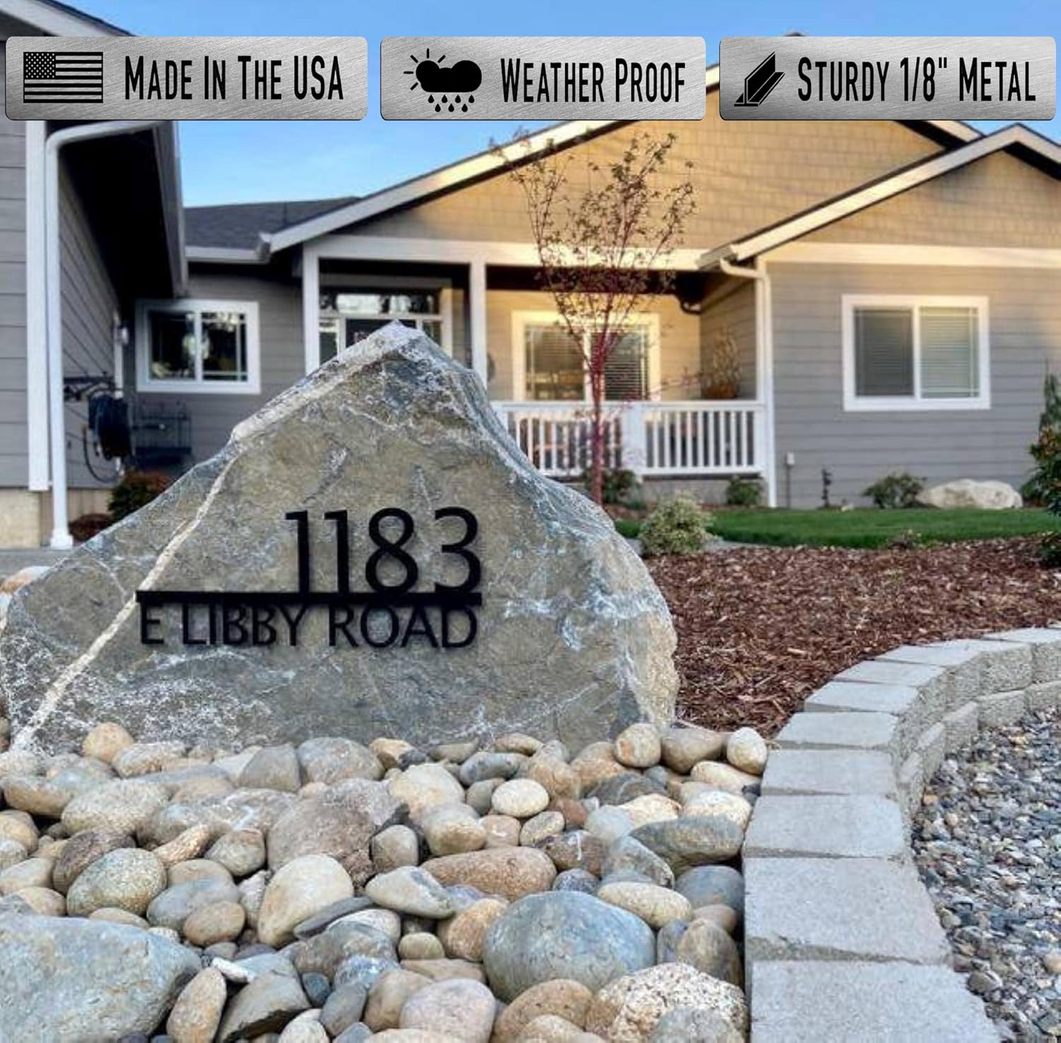 Amazon.com: Custom Metal Address Sign For Rock - Personalized Custom ...